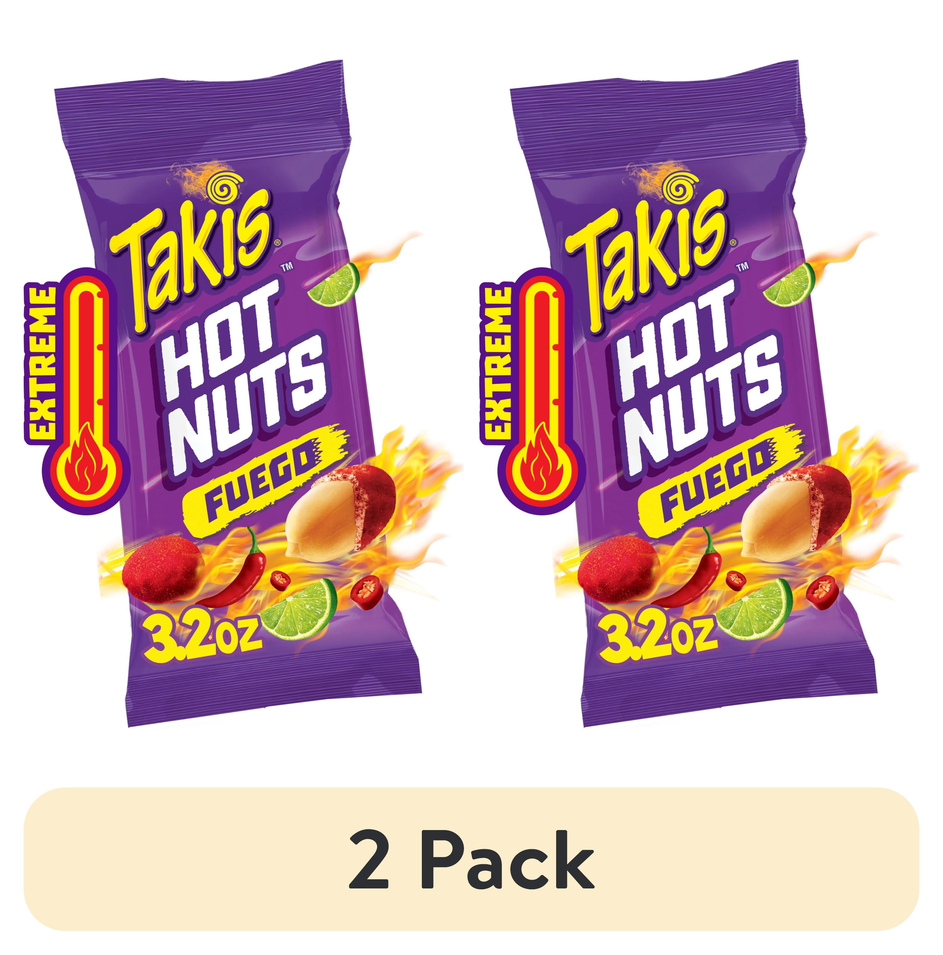 (2 pack) Takis Fuego Hot Nuts 3.2 oz Snack Size Pouch, Hot Chili Pepper ...