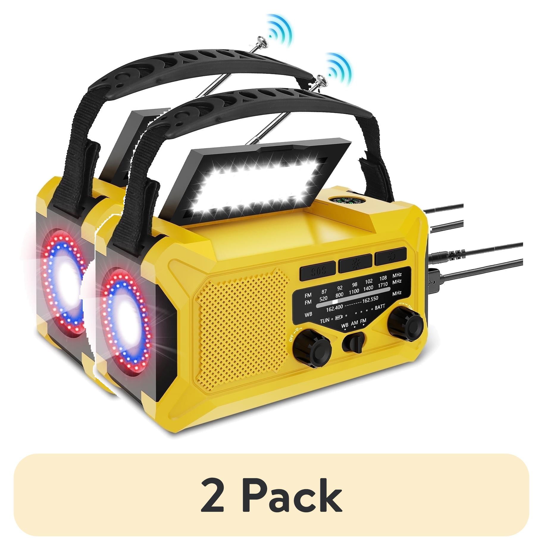 (2 pack) Tanbaby 10000mAh Hand Crank Radio,Emergency Radio,Solar Radio ...