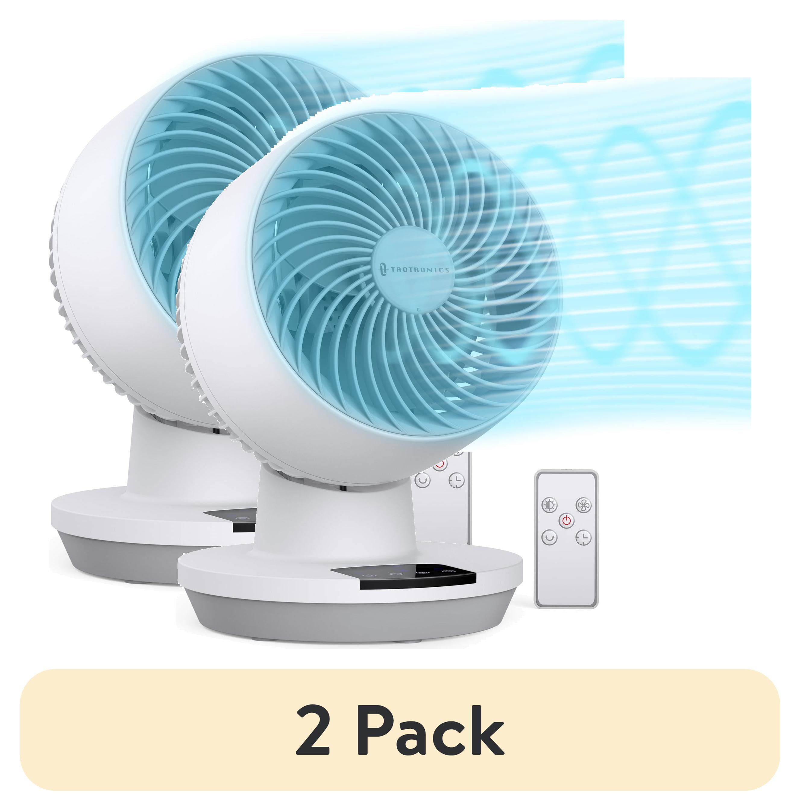 (2 pack) Taotronics Desk Fans with Remote, Oscillating Air Circulator Fan, 3 Speeds Dorm Fan ...