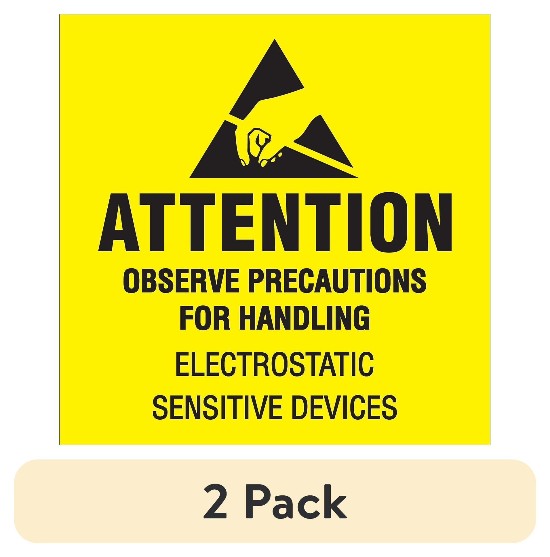 (2 pack) Tape Logic Label,Attention,Observe Precautions,2x2" DL1369 ...