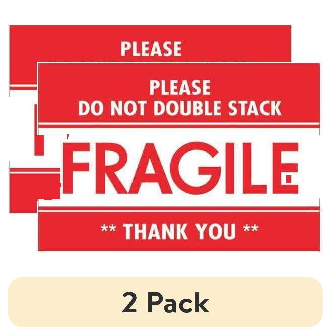 (2 pack) Tape Logic Labels "Fragile - Do Not Double Stack" 2" x 3" Red/White 500/Roll DL2158 ...