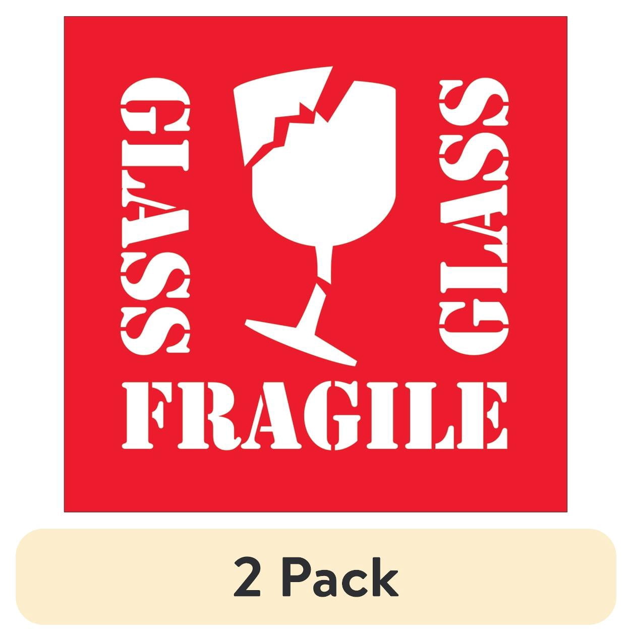 (2 pack) Tape Logic Labels "Fragile - Glass" 4" x 4" Red/White 500/Roll ...