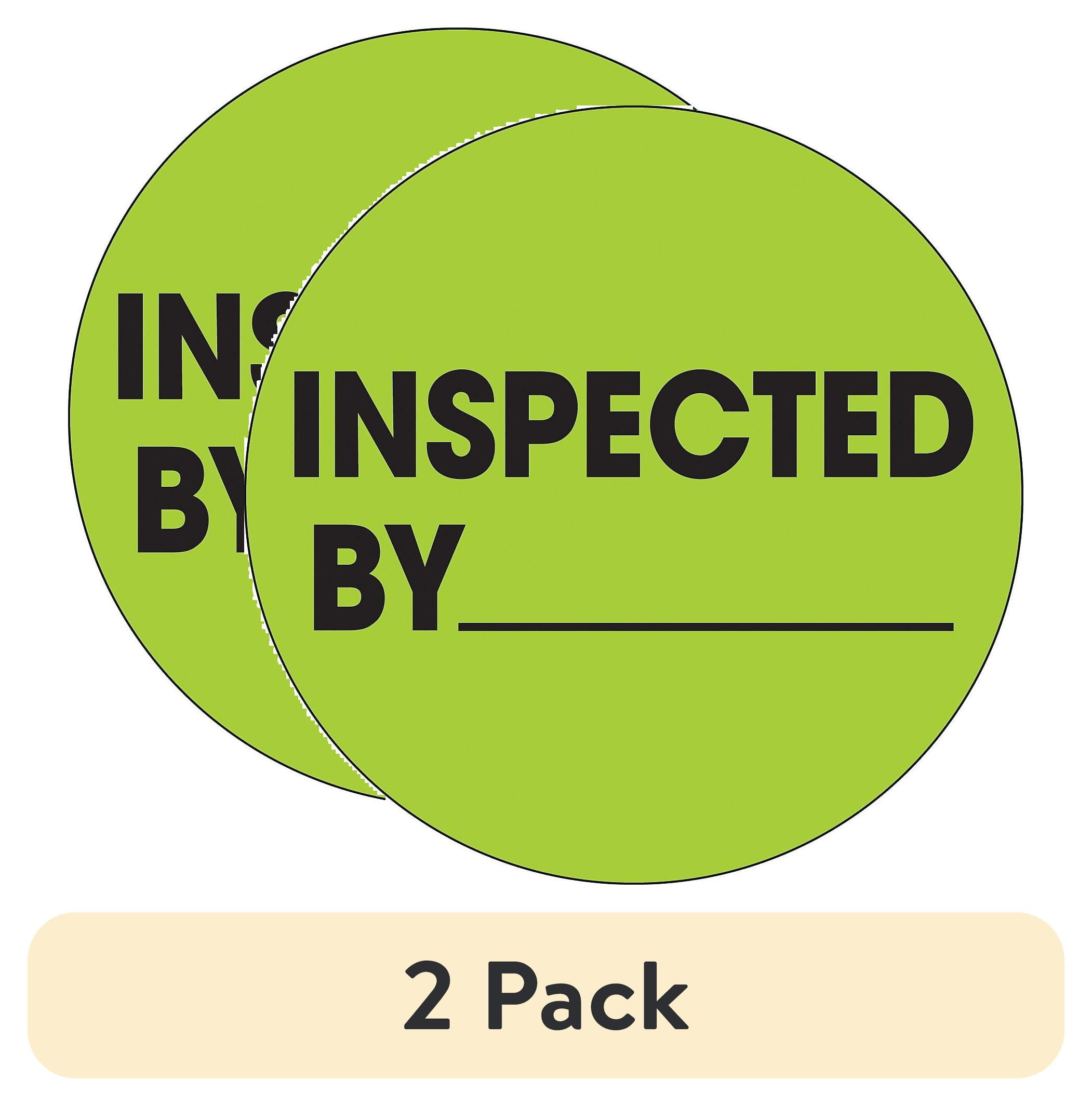 (2 pack) Tape Logic Labels "Inspected By" 2" Circle Fluorescent Green ...