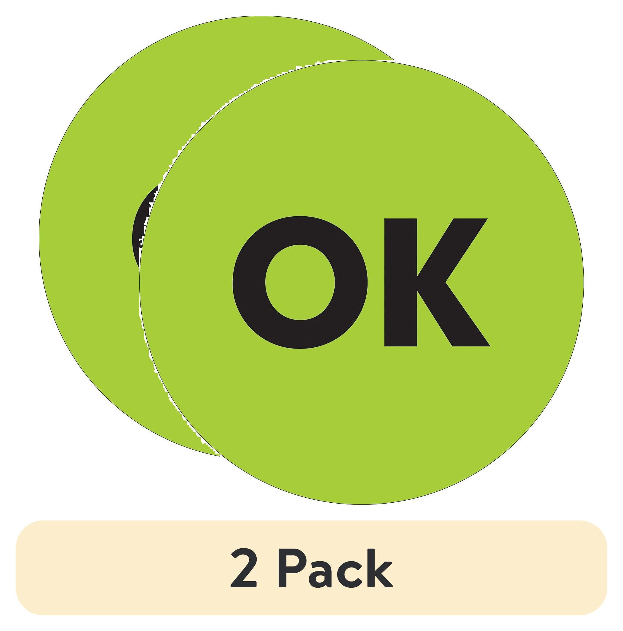 (2 pack) Tape Logic Labels "OK" 1" Circle Fluorescent Green 500/Roll ...