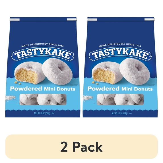 (2 pack) Tastykake Powdered Sugar Mini Donuts, 10 oz Bag, Shelf-Stable ...