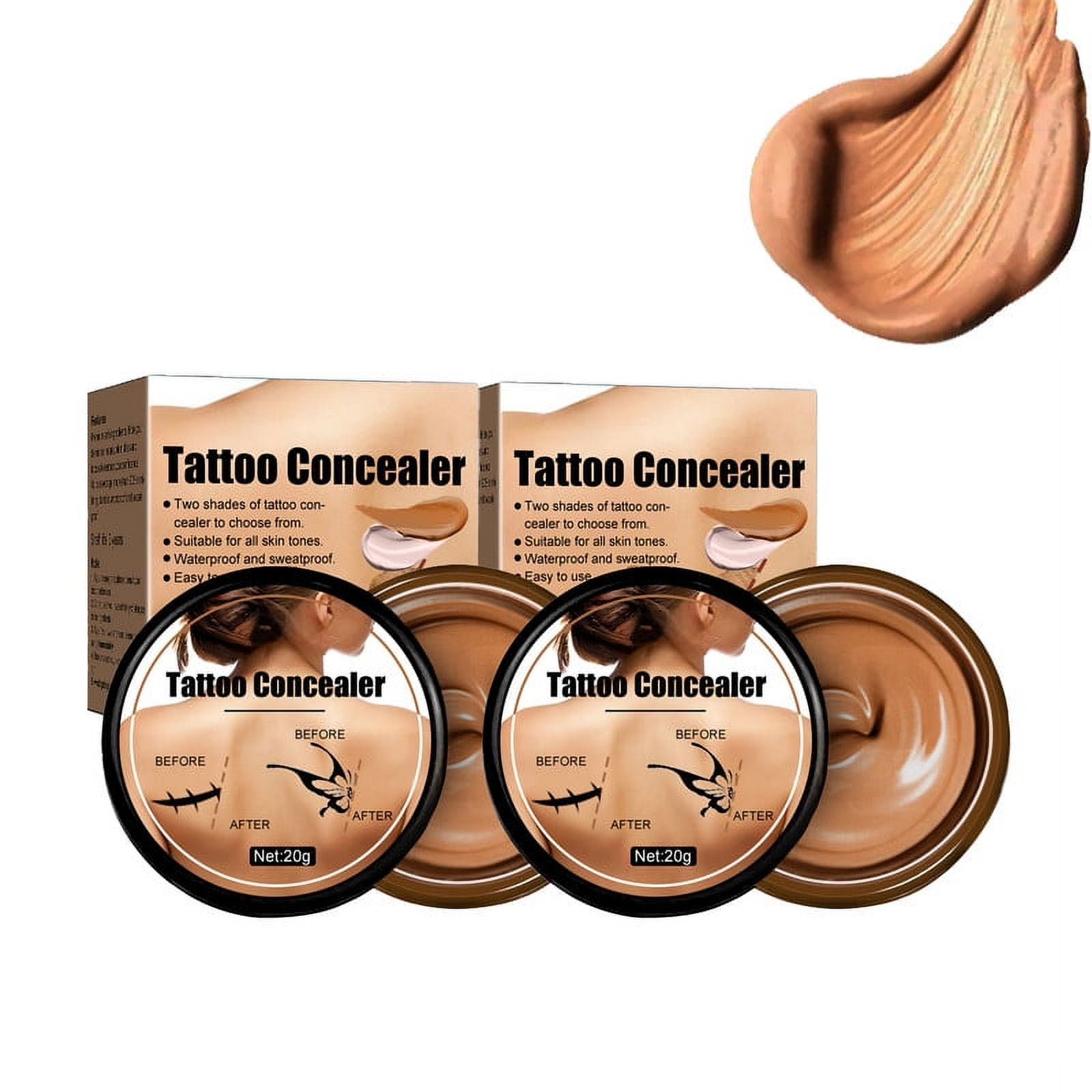 2 pack Tattoo Concealer Waterproof Scar Birthmark Concealer Invisible ...