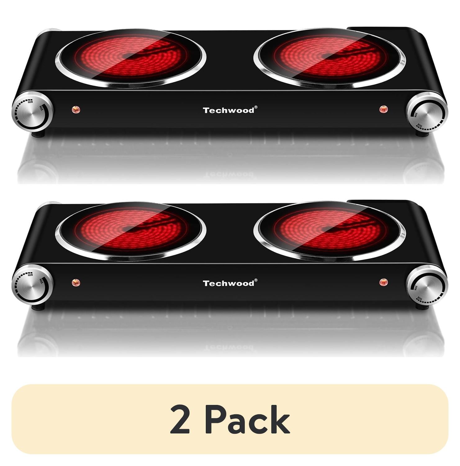 (2 pack) Techwood 1800W Electric Hot Plate Cooktop, 2 Burners ...