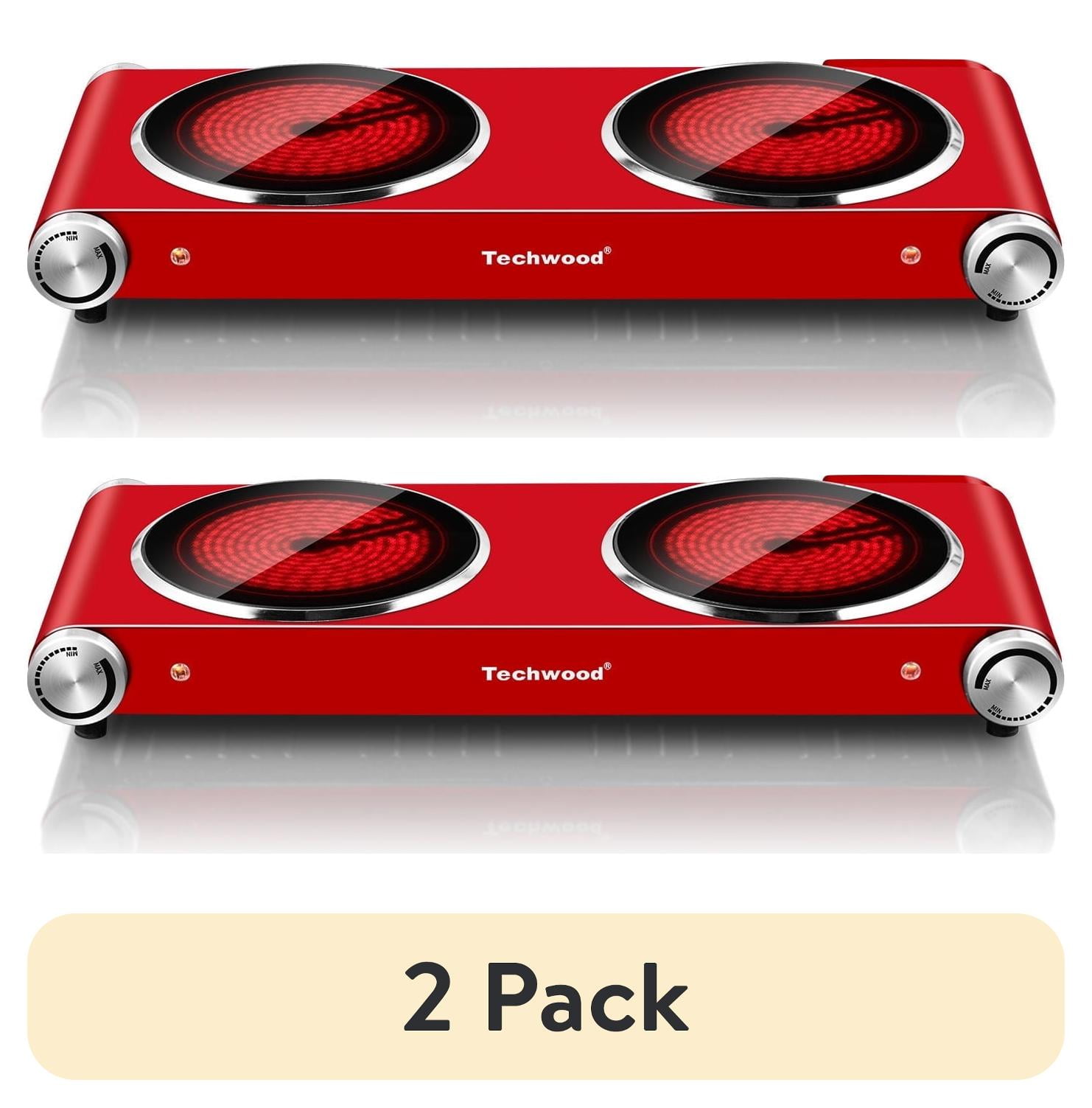 (2 pack) Techwood 1800W Electric Hot Plate Cooktop for Cooking,Infrared ...