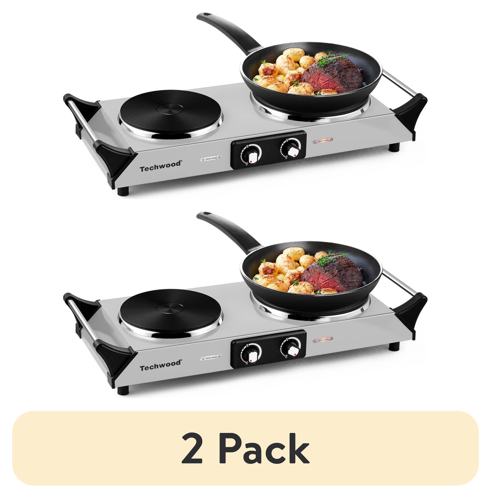 (2 pack) Techwood 1800W Stainless Steel Double Hot Plate for Cooking ...