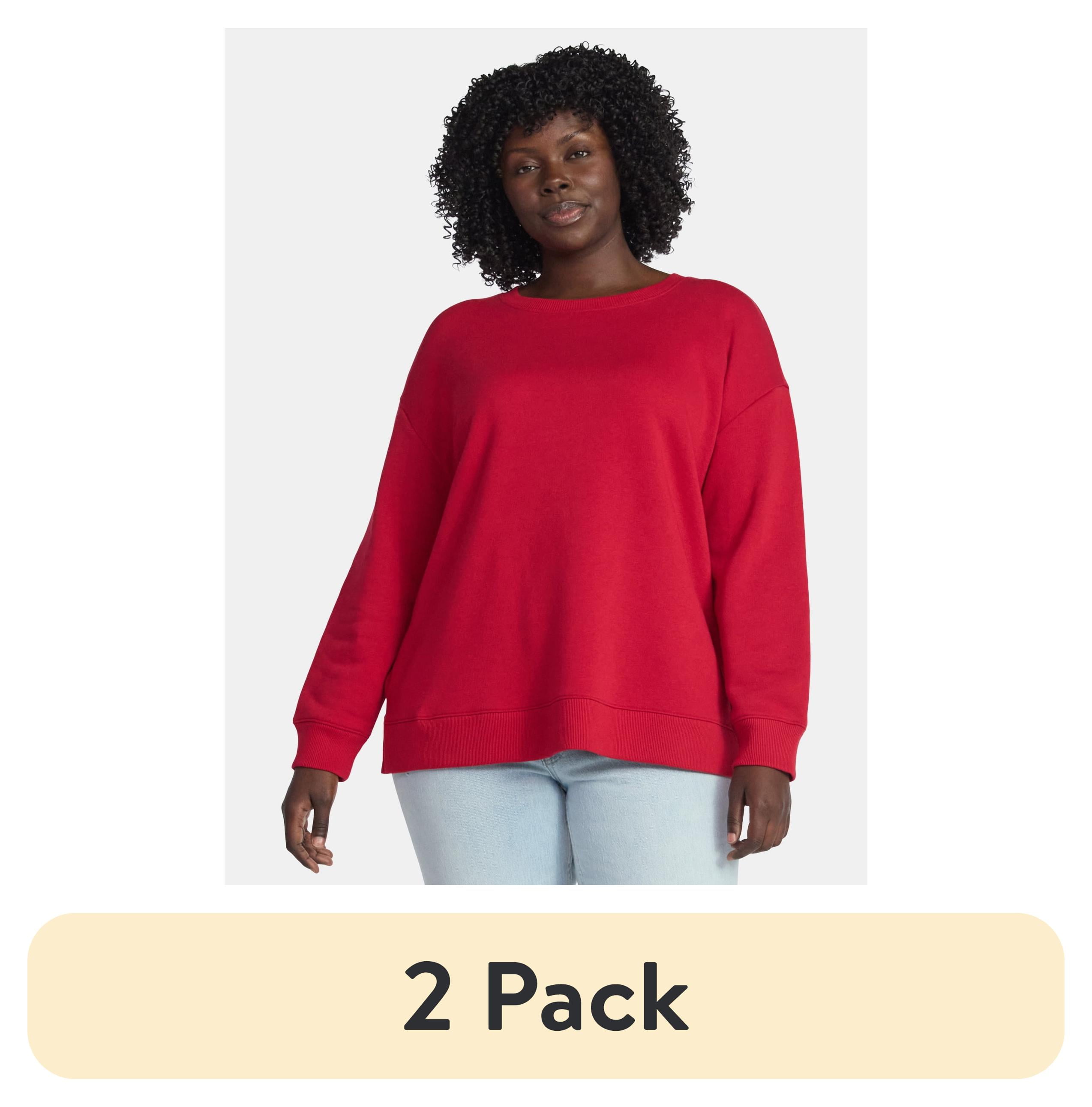 (2 pack) Terra & Sky Women's Plus Size Fleece Sweatshirt, Size 0X-5X ...