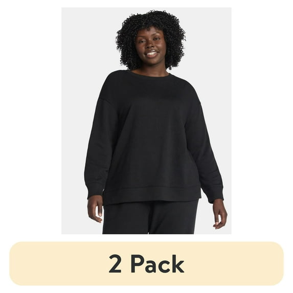 (2 pack) Terra & Sky Women's Plus Size Fleece Sweatshirt, Size 0X-5X ...