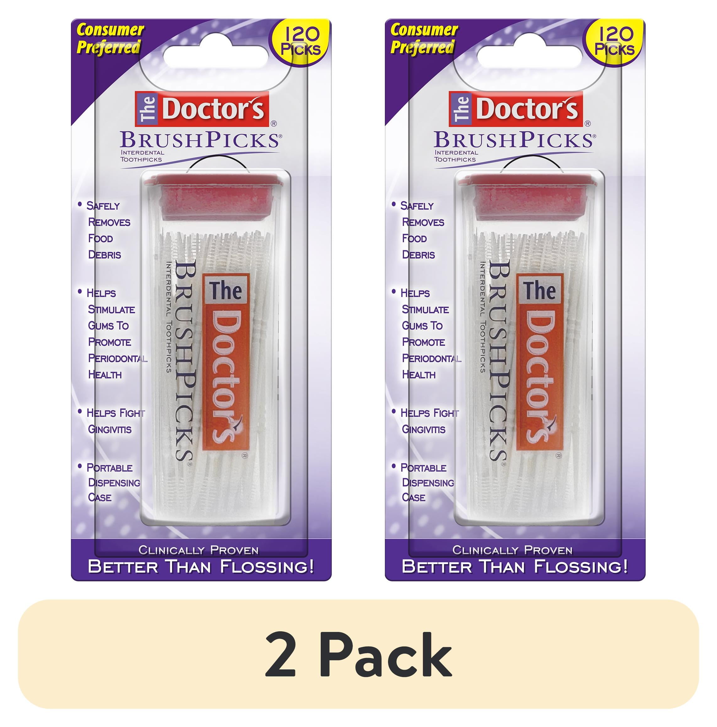 (2 pack) The Doctor’s BrushPicks, Interdental Brushes and Dental Pick 2 ...
