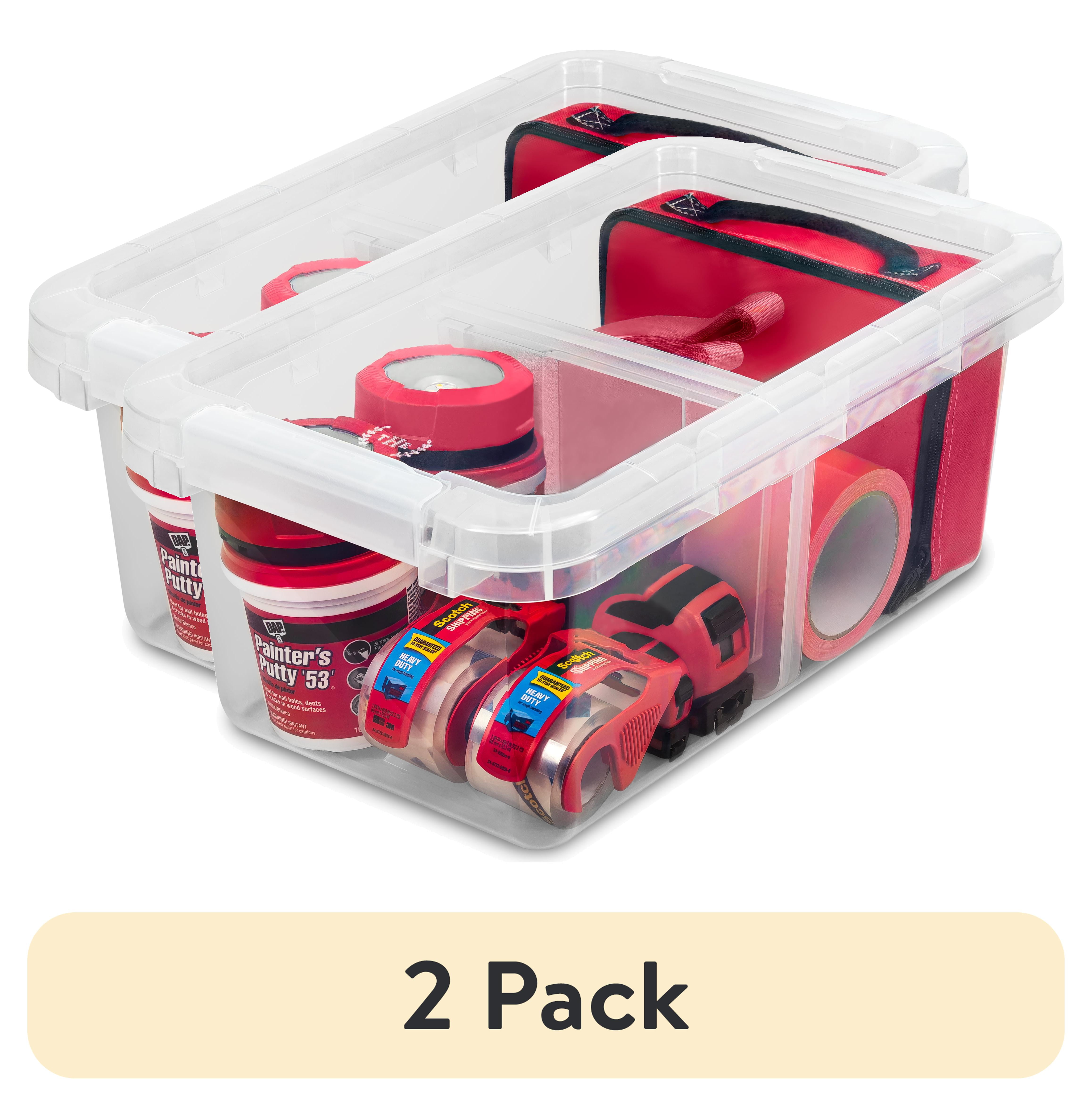 (2 pack) The Home Edit 17 Quart Clear Latched Plastic Storage Bin with ...