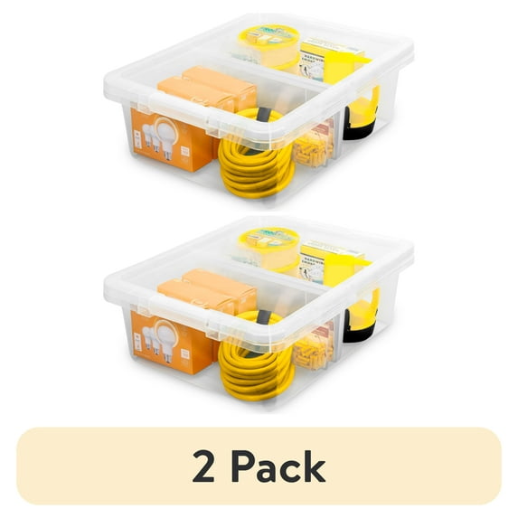 (2 pack) The Home Edit, 37 Quart Clear Storage Bin, Latched Storage ...