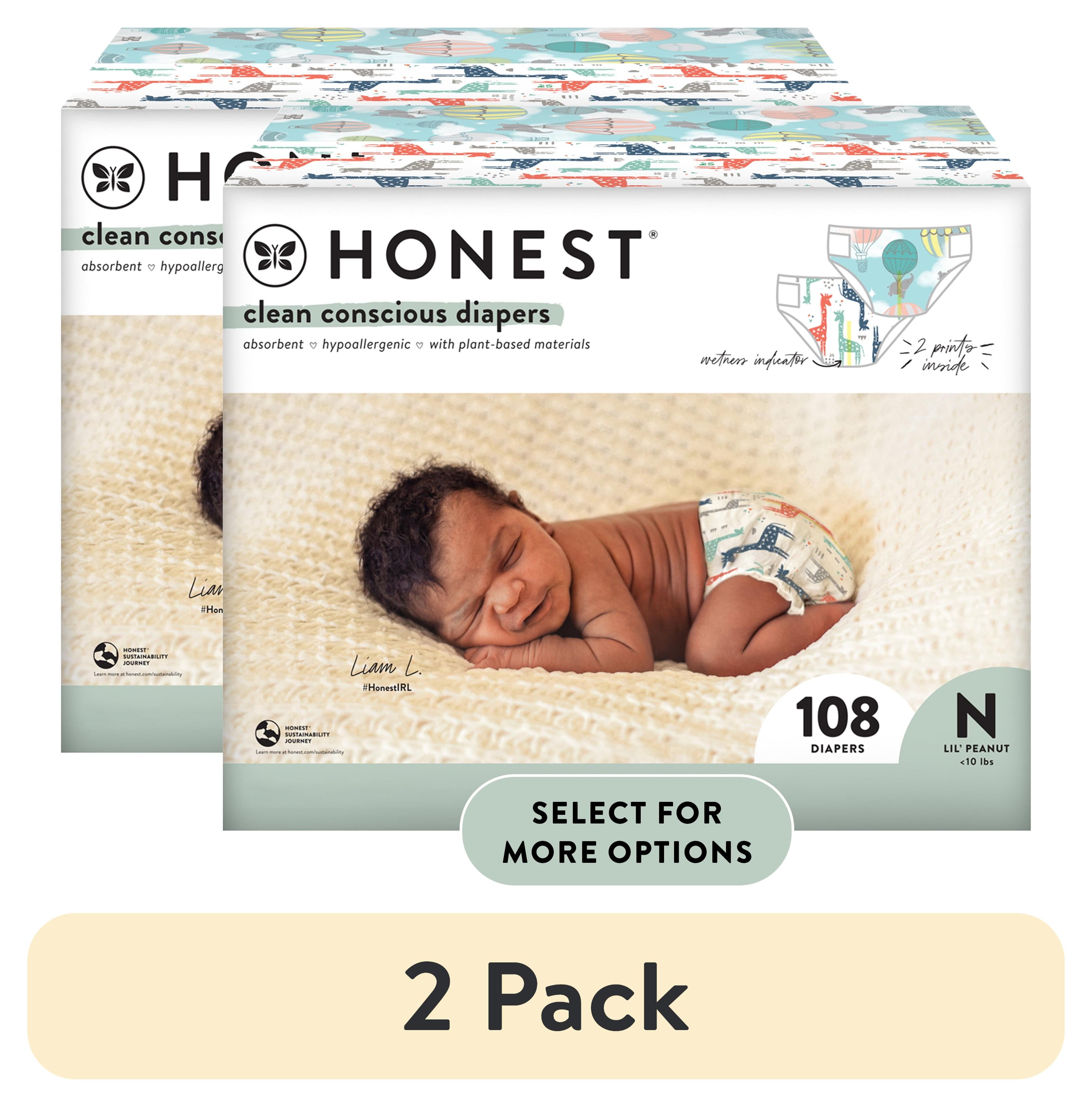 (2 pack) The Honest Company, Clean Conscious Disposable Baby Diapers ...