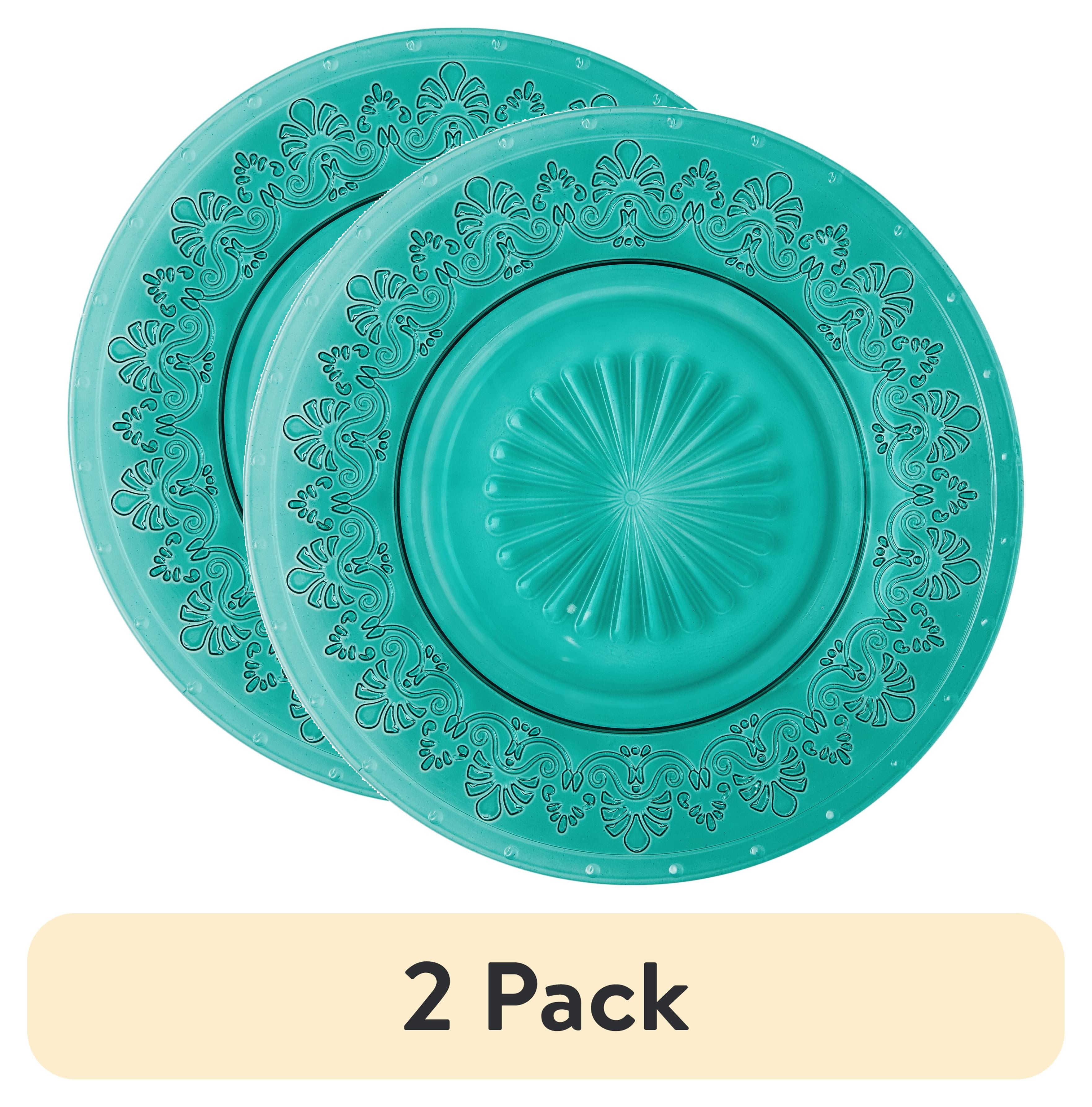 (2 pack) The Pioneer Woman Cassie Glass Dinner Plate, Teal - Walmart.com