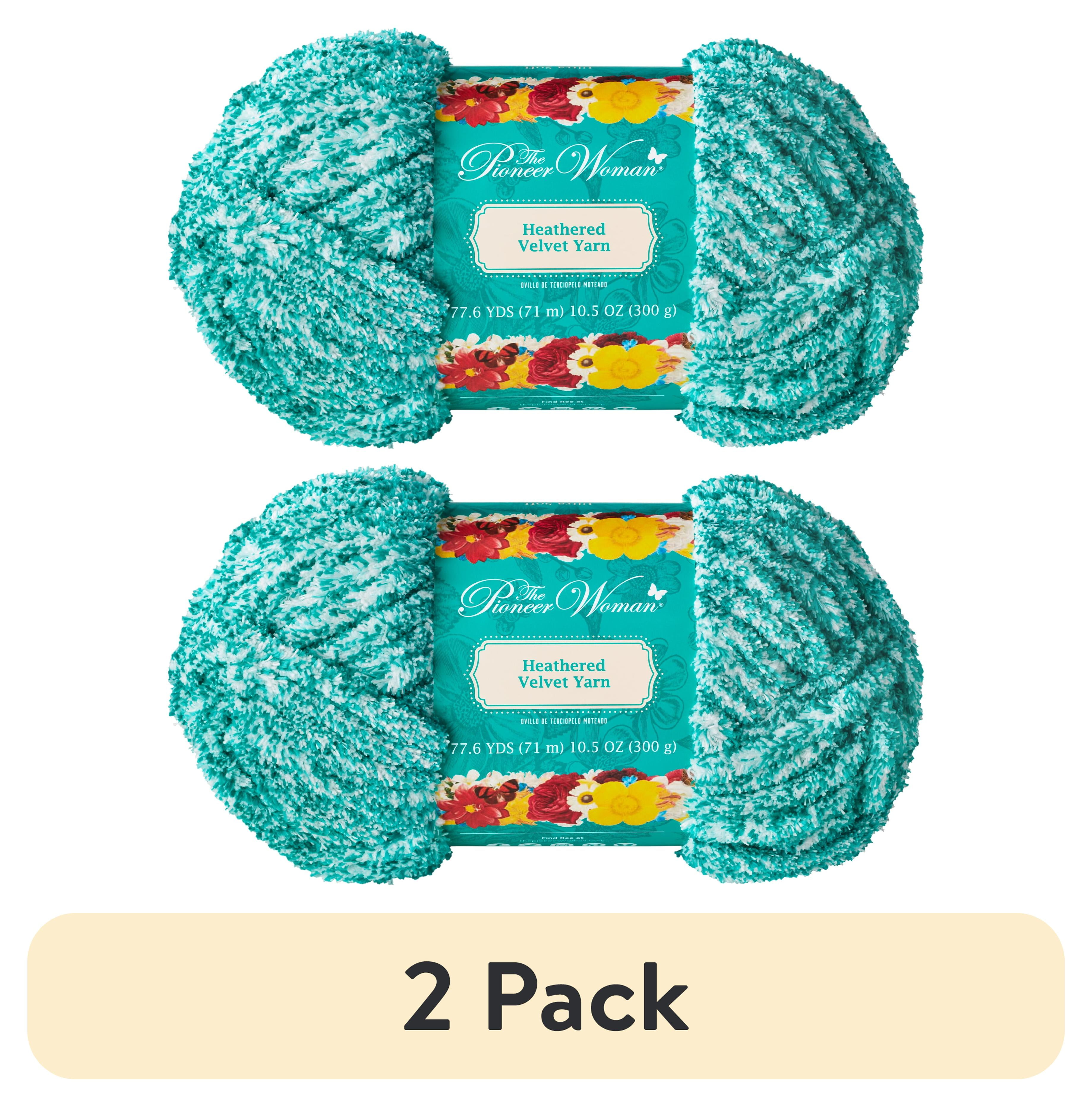 (2 pack) The Pioneer Woman Heathered Velvet Yarn, 77.6 yd, Teal, 100% ...