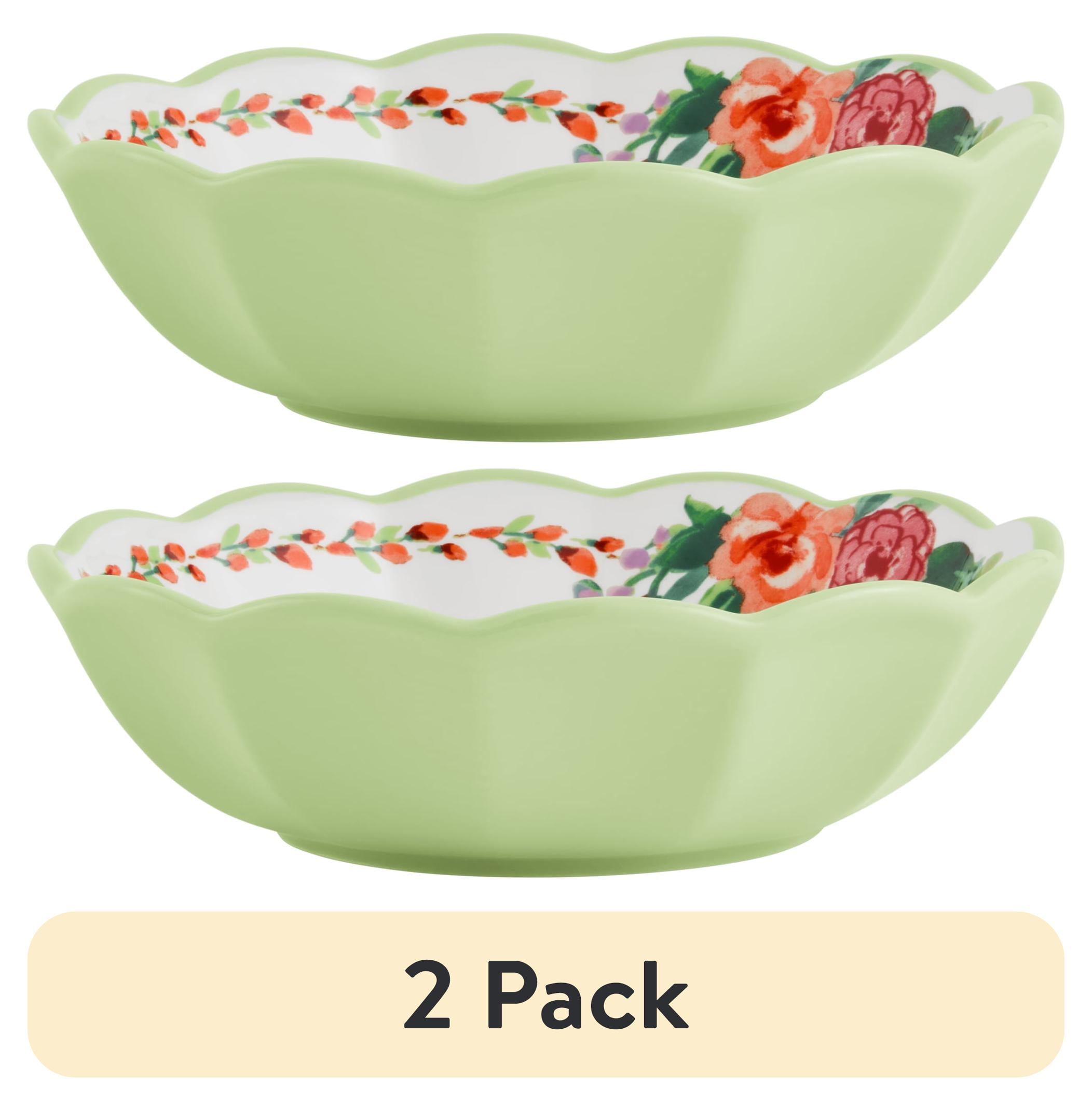 The Pioneer Woman Painted Meadows 7.27-inch Floral Green Cereal Bowls, 2 Pack, Vintage Style ...