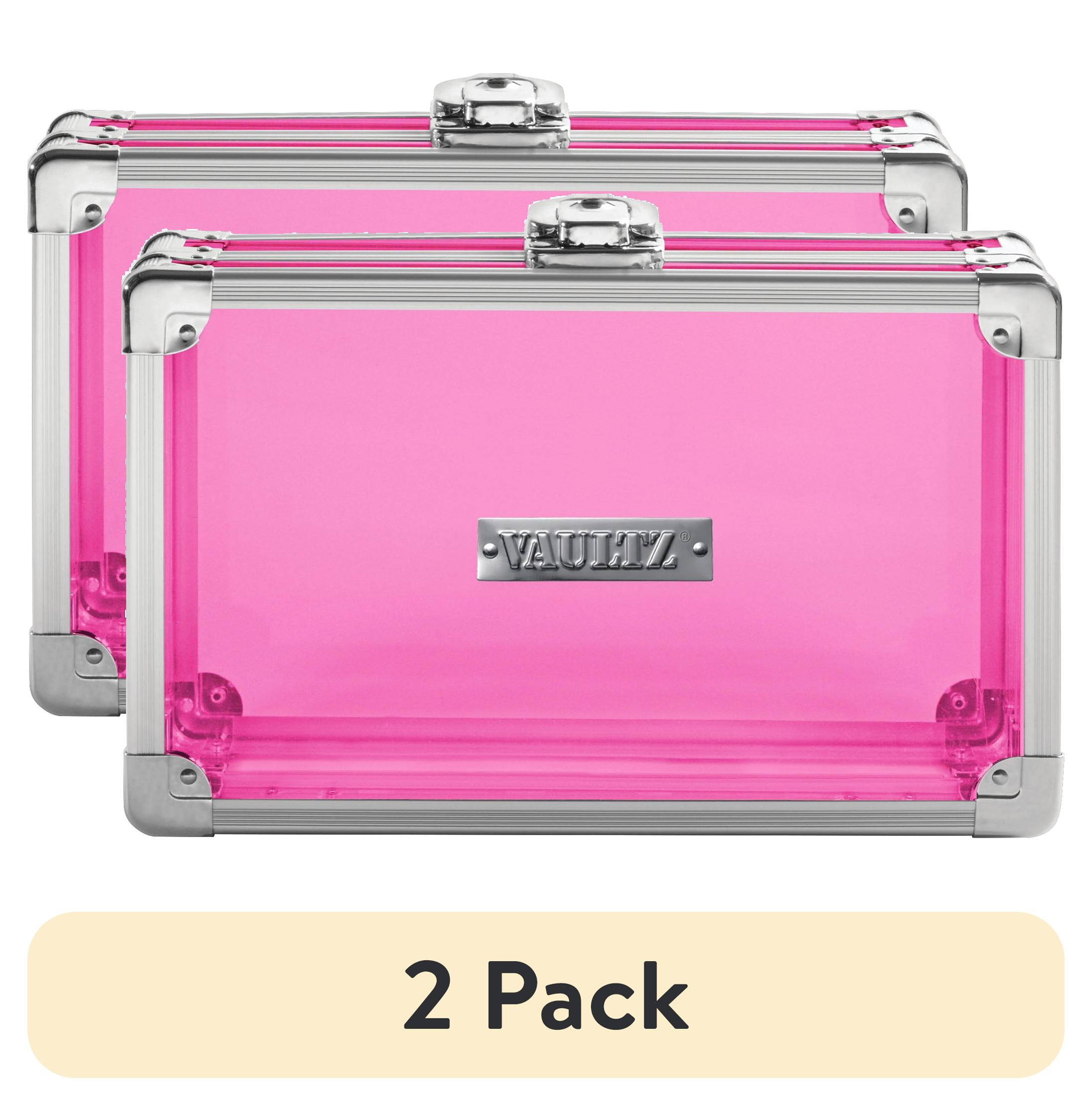 (2 pack) The Vaultz Locking Supplies and Pencil Box- Acrylic Pink, for ...