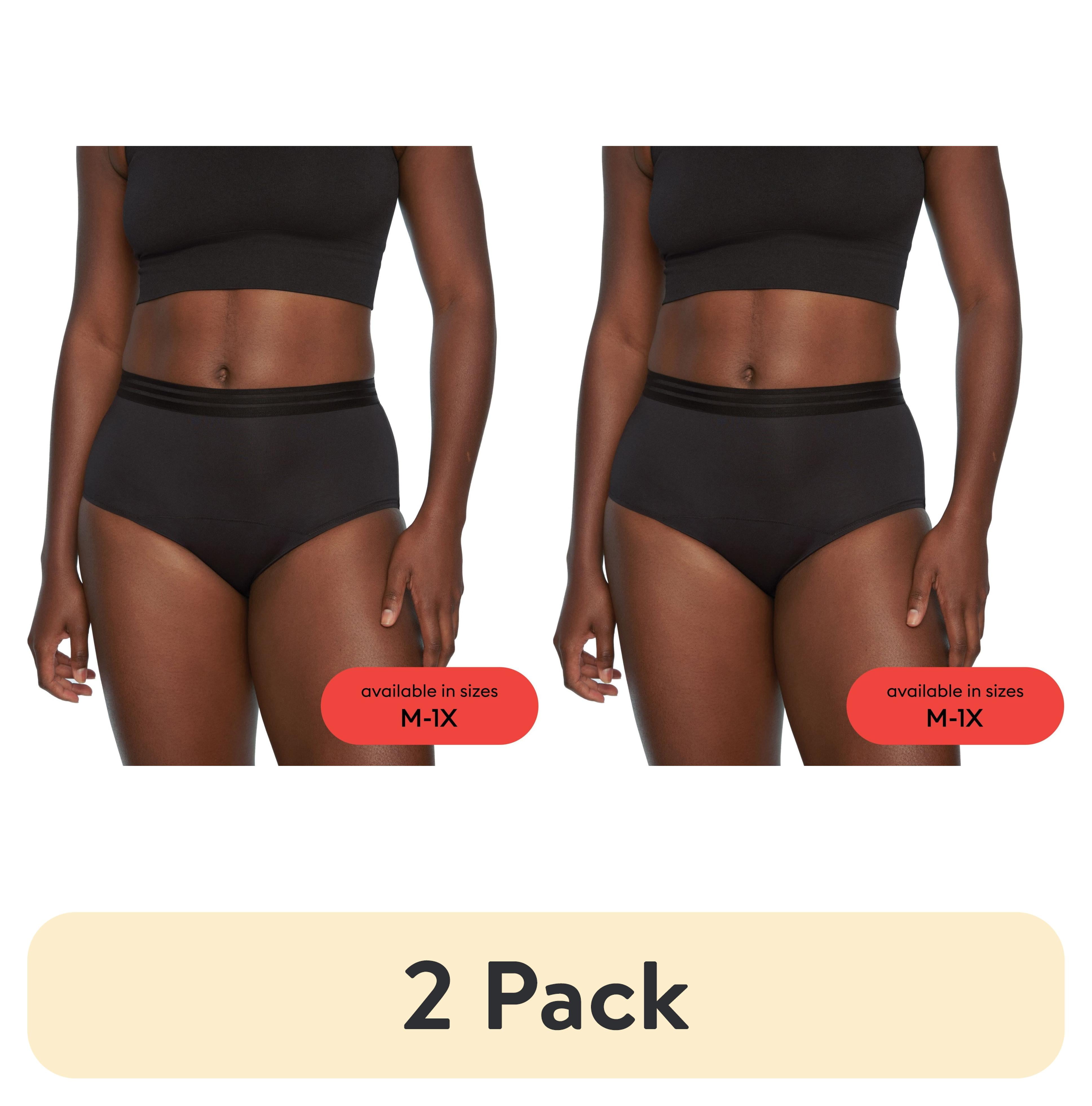 (2 pack) Thinx For All Leaks Women’s Hi-Waist Incontinence Underwear, Size Large, Black ...