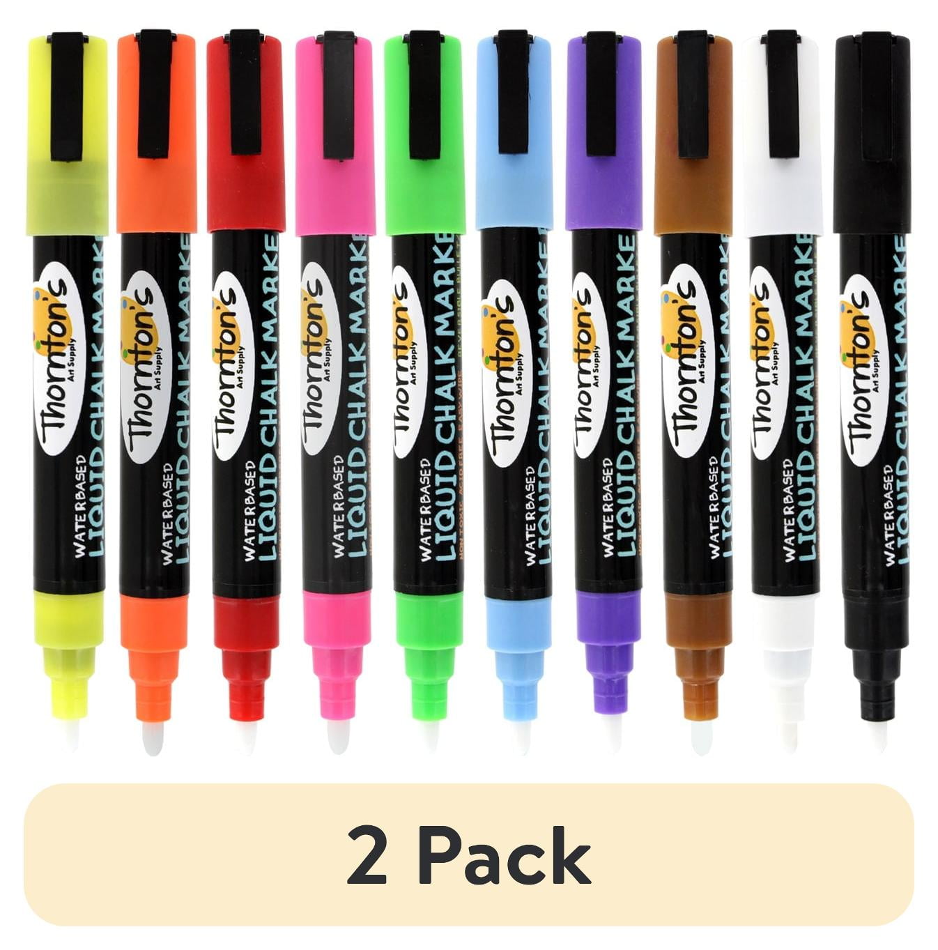 (2 pack) Thornton's Art Supply Liquid Chalk Markers with Reversible ...