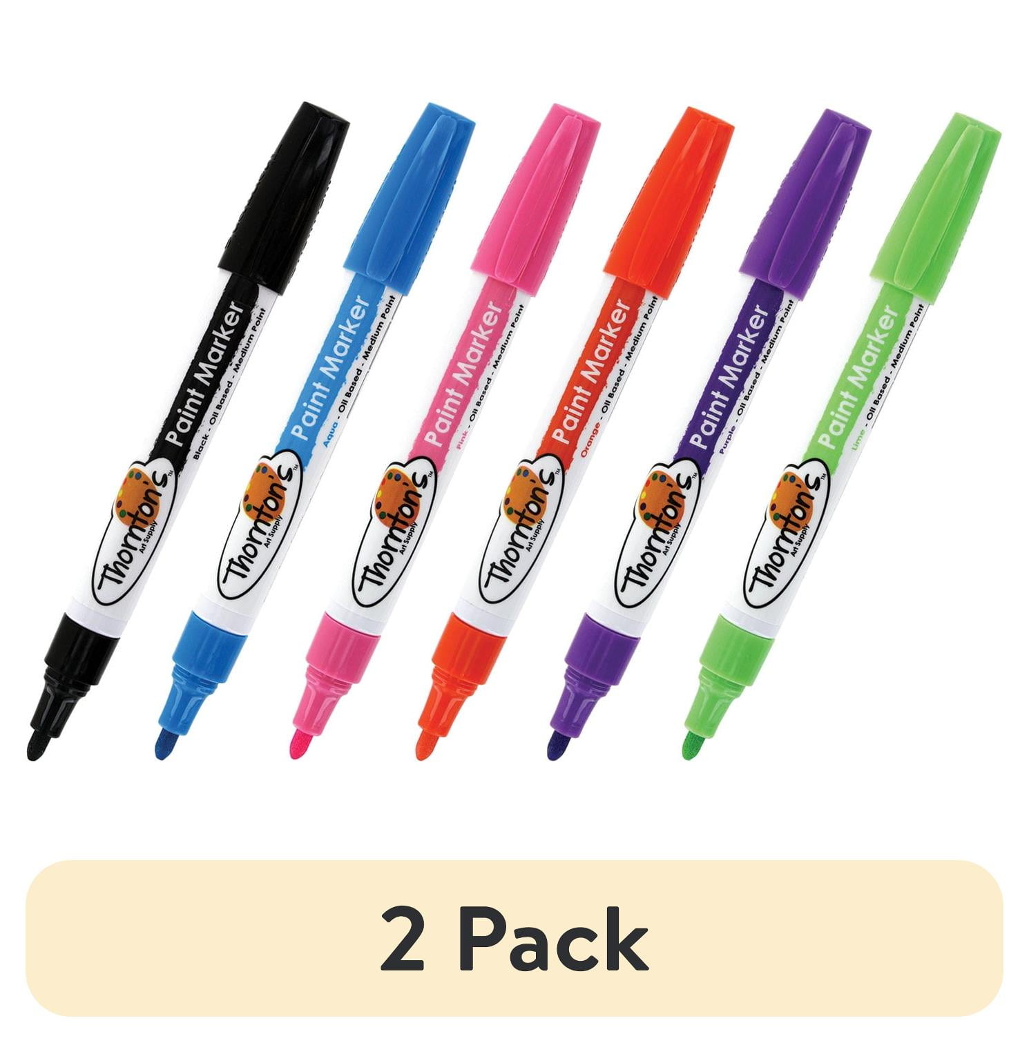 (2 pack) Thornton's Art Supply Oil-Based Paint Markers, Medium Point ...