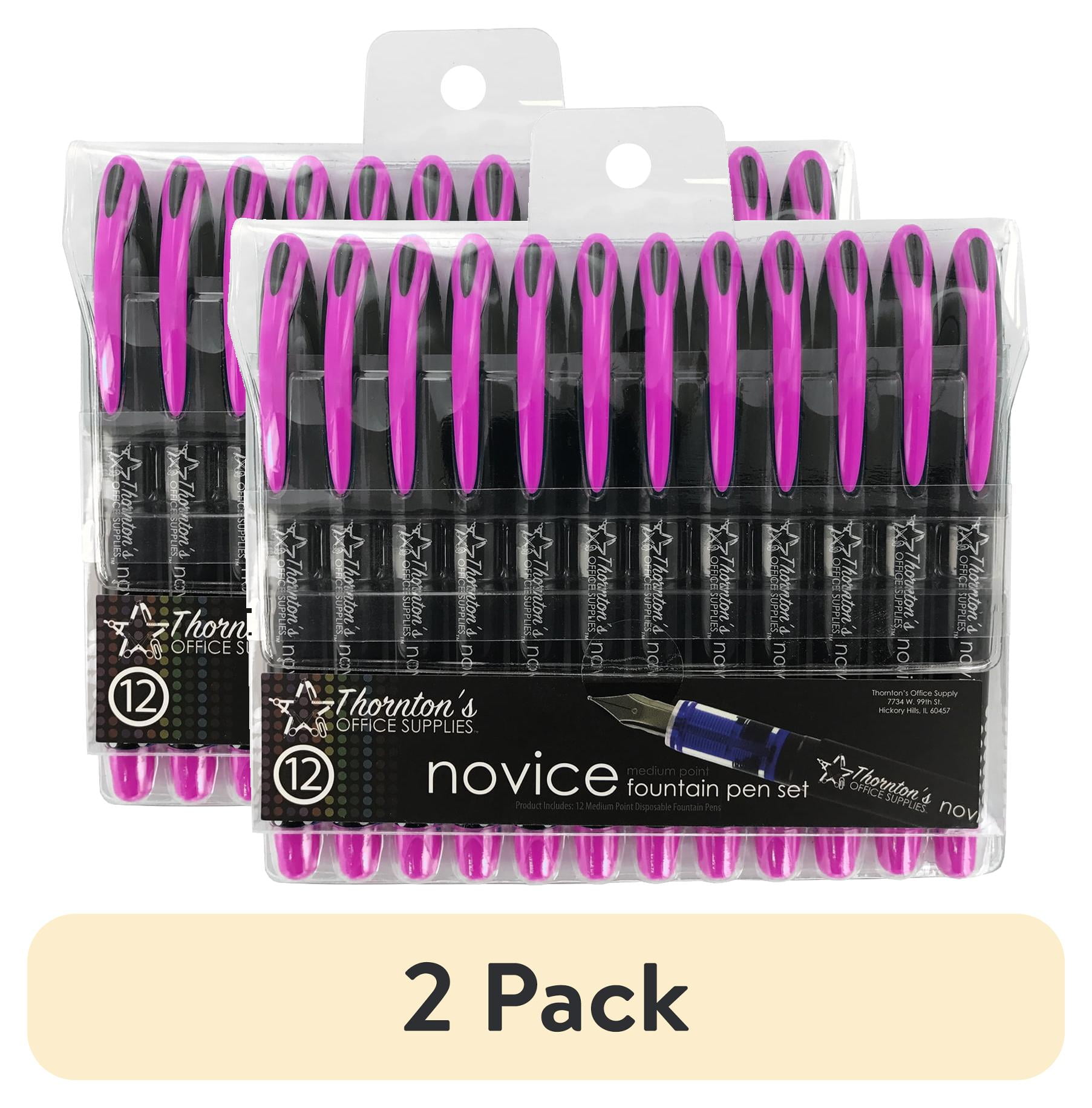 (2 pack) Thornton's Office Supplies Disposable Fountain Pens, Medium ...