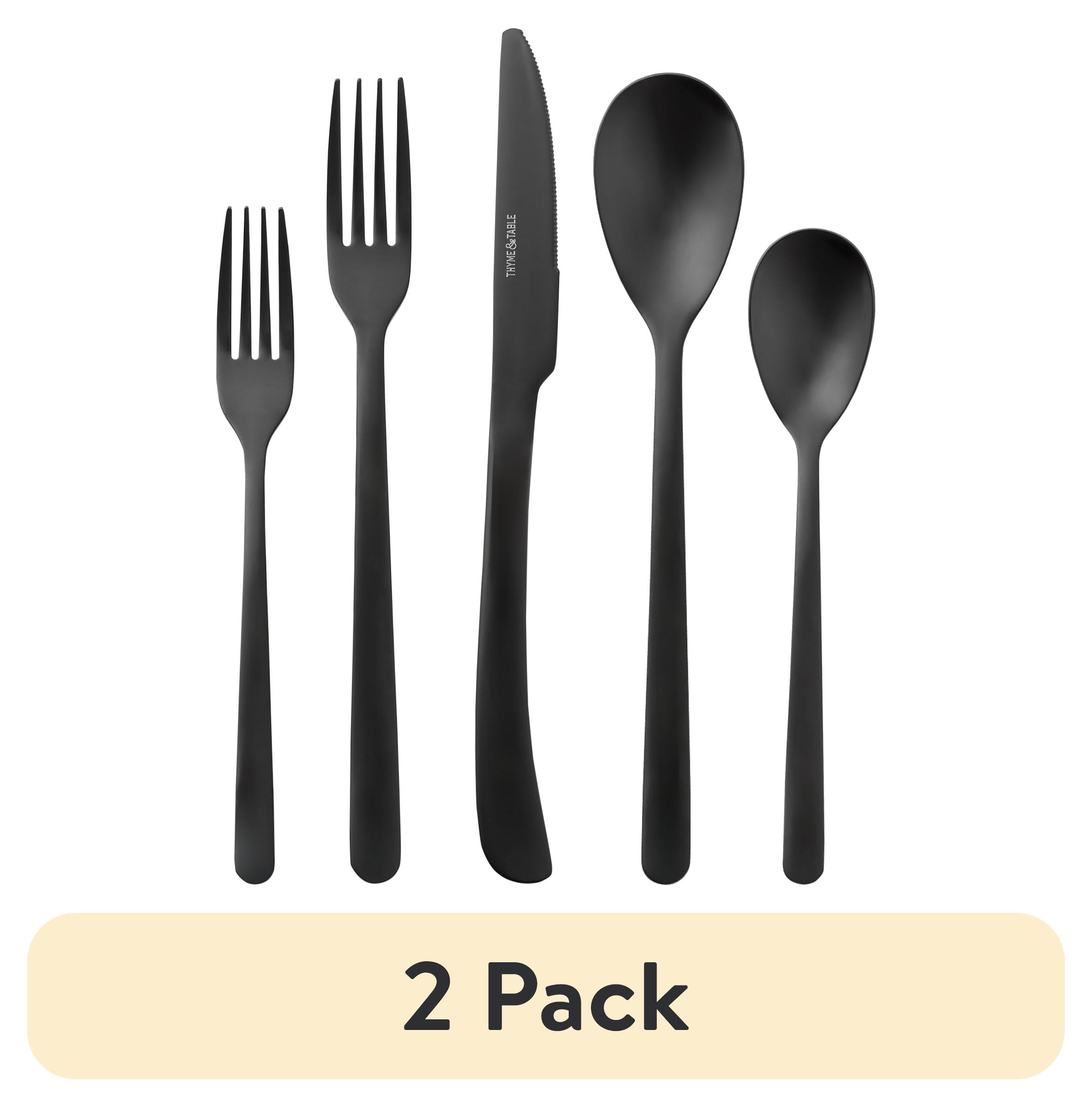 (2 pack) Thyme & Table Royal 40 Piece Black Stainless Steel Flatware ...