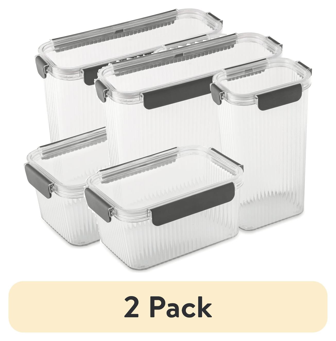 (2 pack) Thyme & Table 6 Piece Ribbed Food Storage Container Set, Clear ...