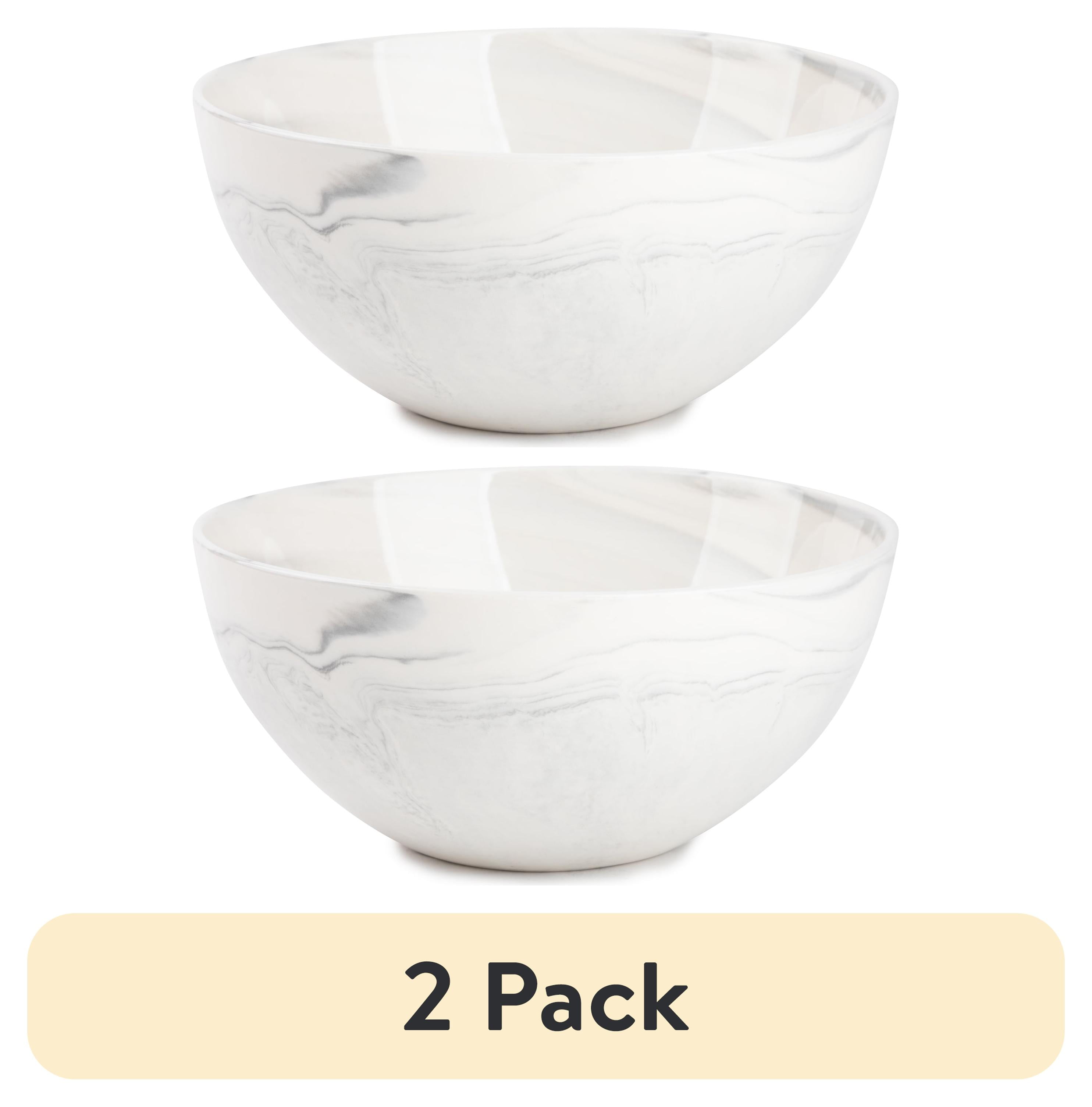 (2 pack) Thyme & Table Grey Marble Ceramic Bowl - Walmart.com