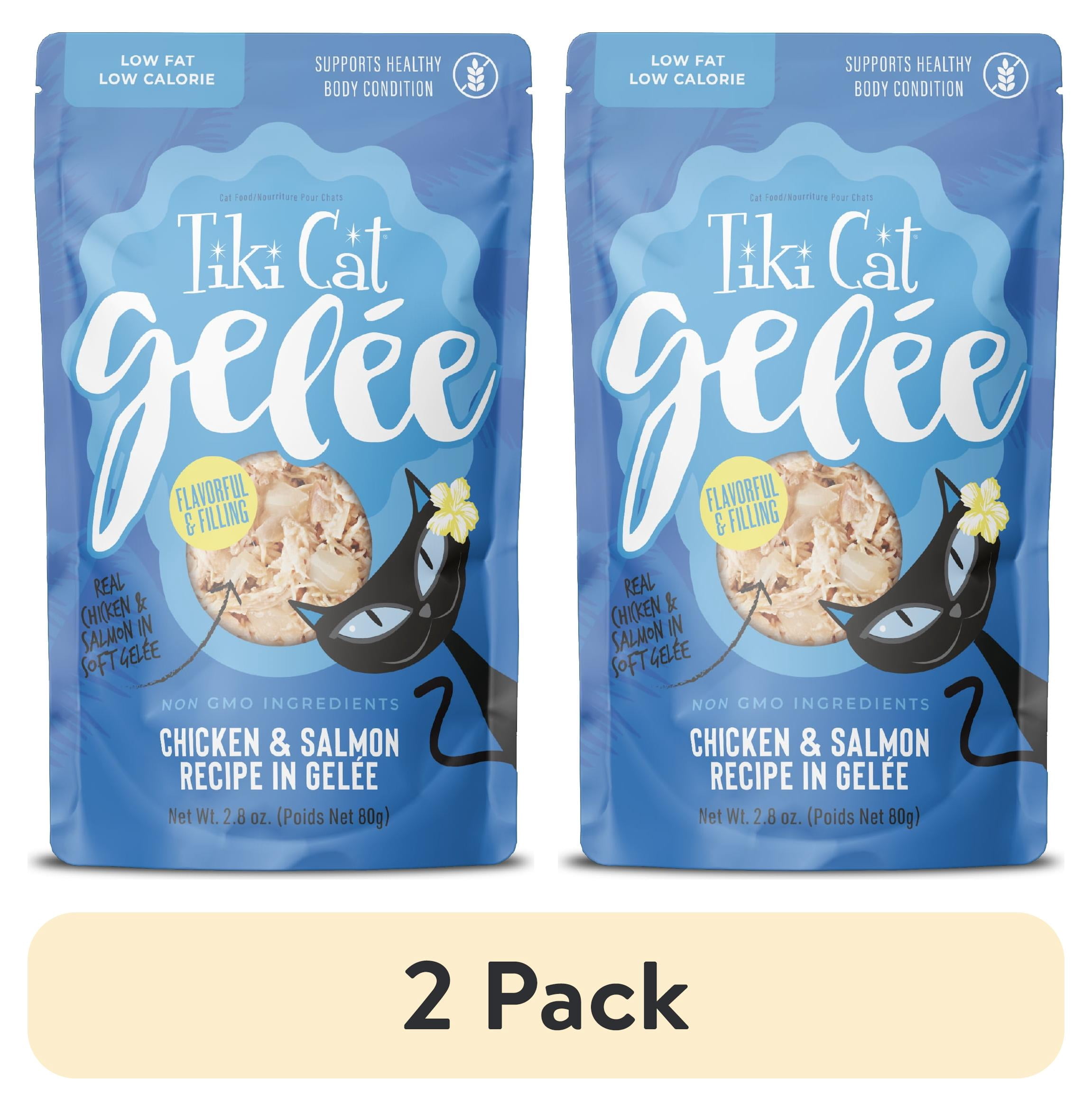 (2 pack) Tiki Cat Gelee Wet Cat Food, Chicken & Salmon 2.8 oz. Pouch ...