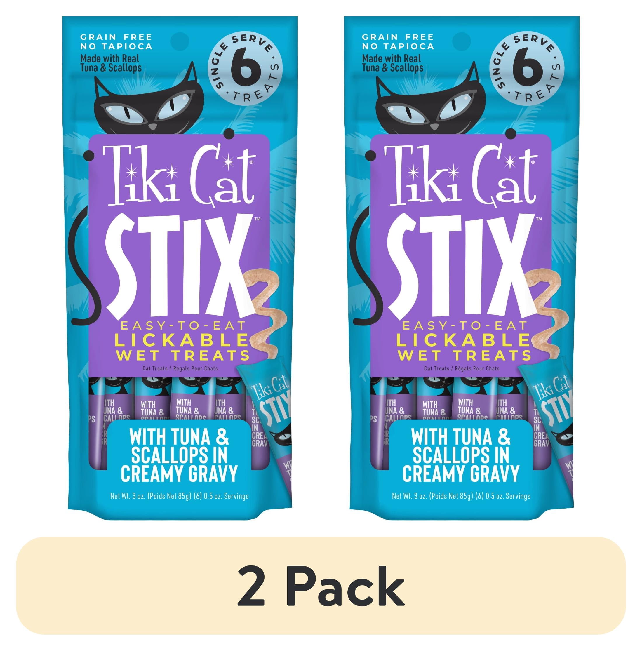 (2 pack) Tiki Cat Stix Wet Cat Treats, Tuna & Scallops, 3 oz. Pouch ...