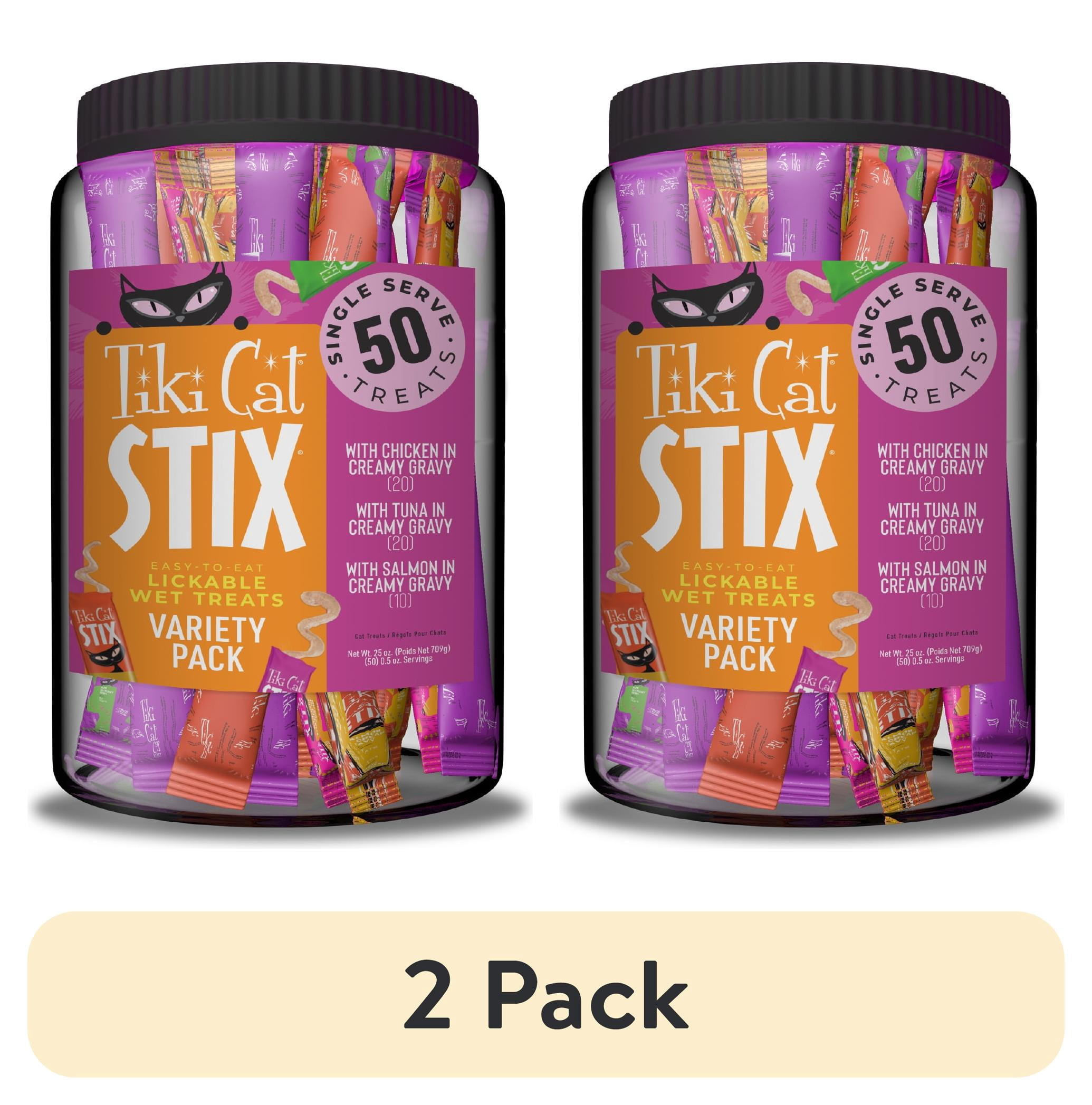 (2 pack) Tiki Cat Stix Wet Cat Treats Variety Mega Jar, 0.5 oz. Stick ...