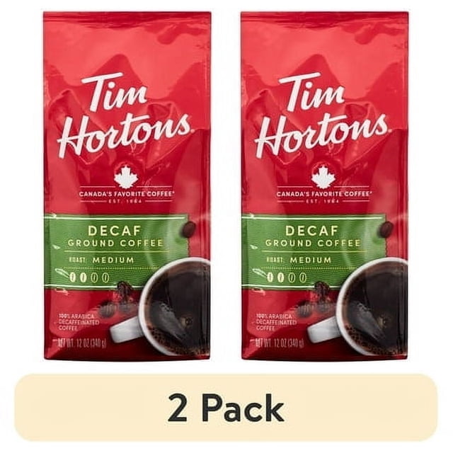 (2 pack) Tim Hortons Decaf Ground Coffee, 12oz Bag - Walmart.com
