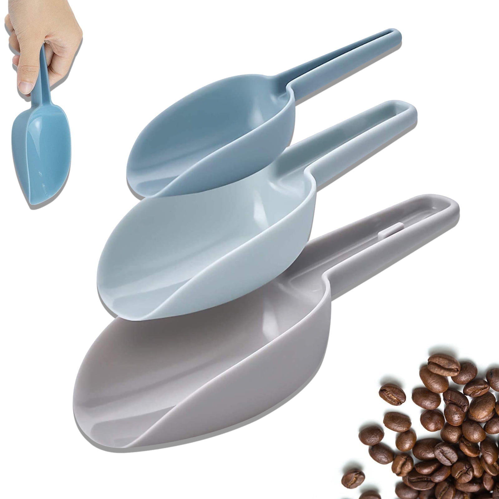 (2 pack) TiokMc Food Grade Plastic Scoops Set of 3, Multipurpose Ice ...