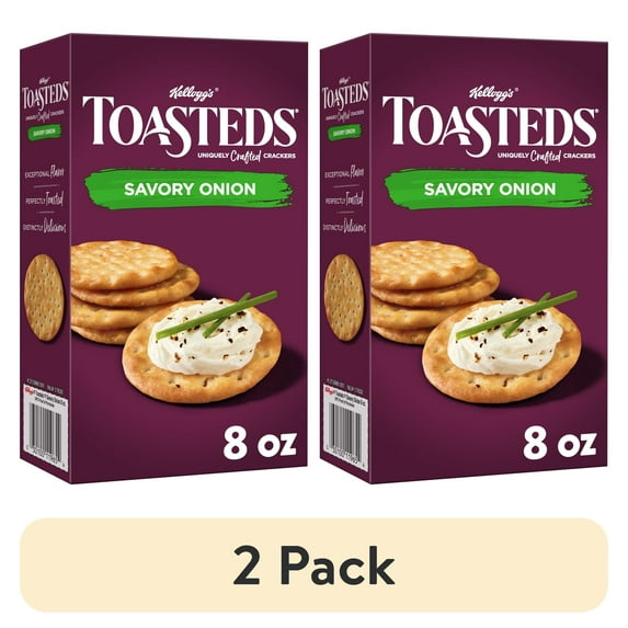 (2 pack) Toasteds Crackers, Party Snacks, DHF10 Savory Onion, 8oz Box ...