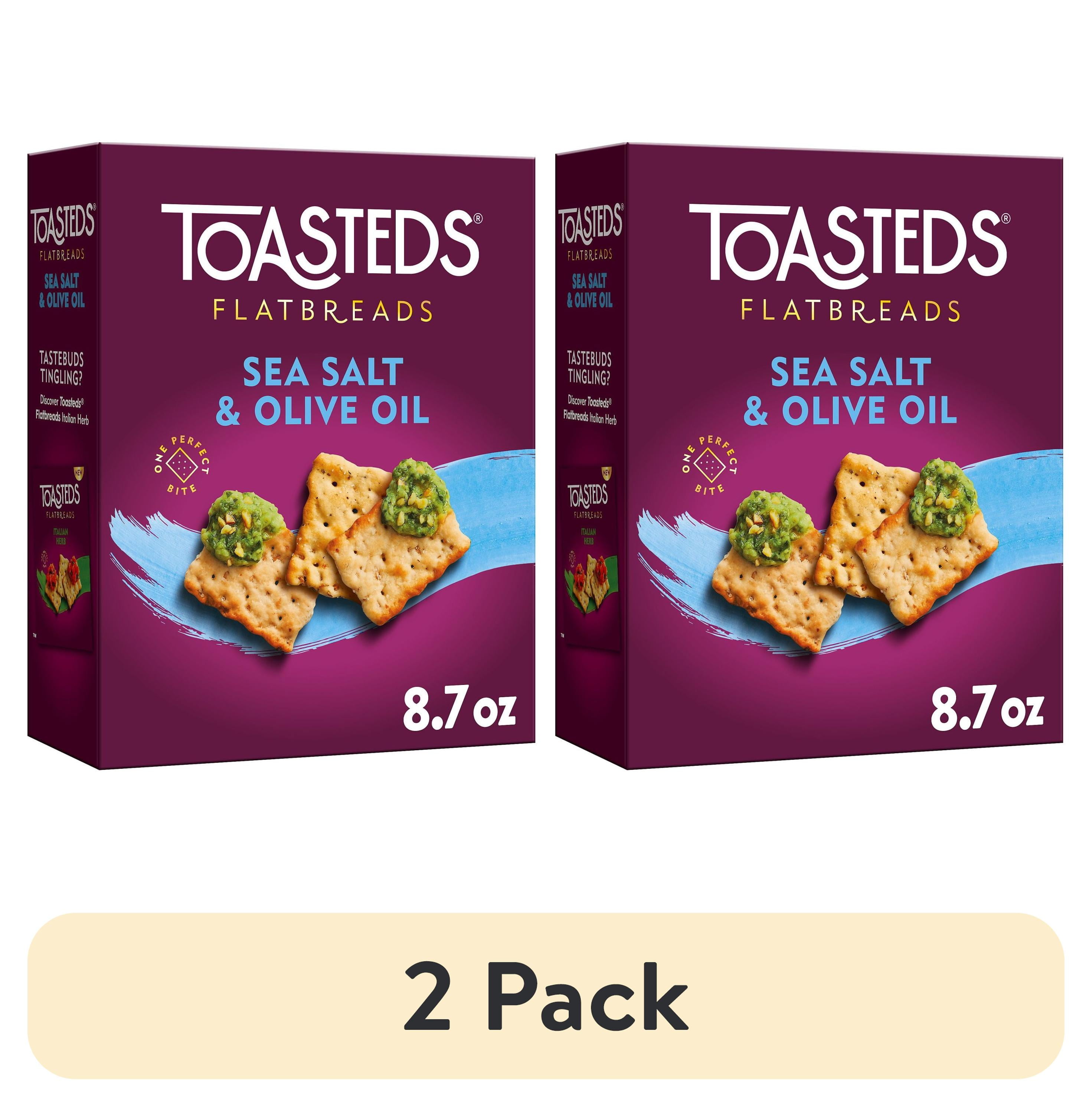 (2 pack) Toasteds Flatbreads Sea Salt and Olive Oil Crackers, Party ...