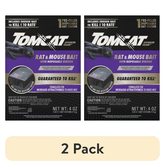(2 pack) Tomcat Advanced Brand Rat & Mouse Bait with Disposable Station ...