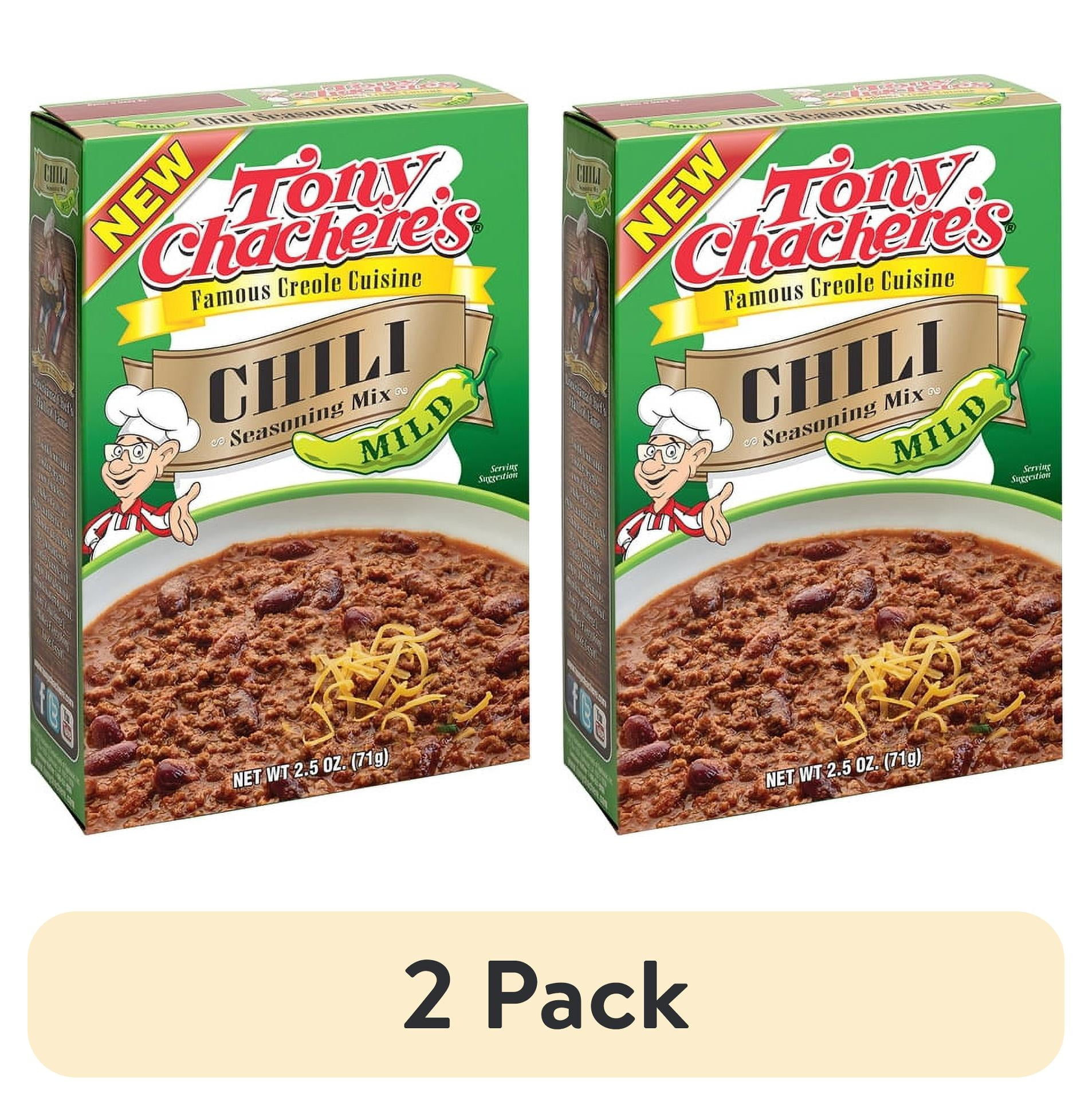(2 pack) Tony Chachere's, Chili Mix, Mild, Cajun, 2.5 oz - Walmart.com