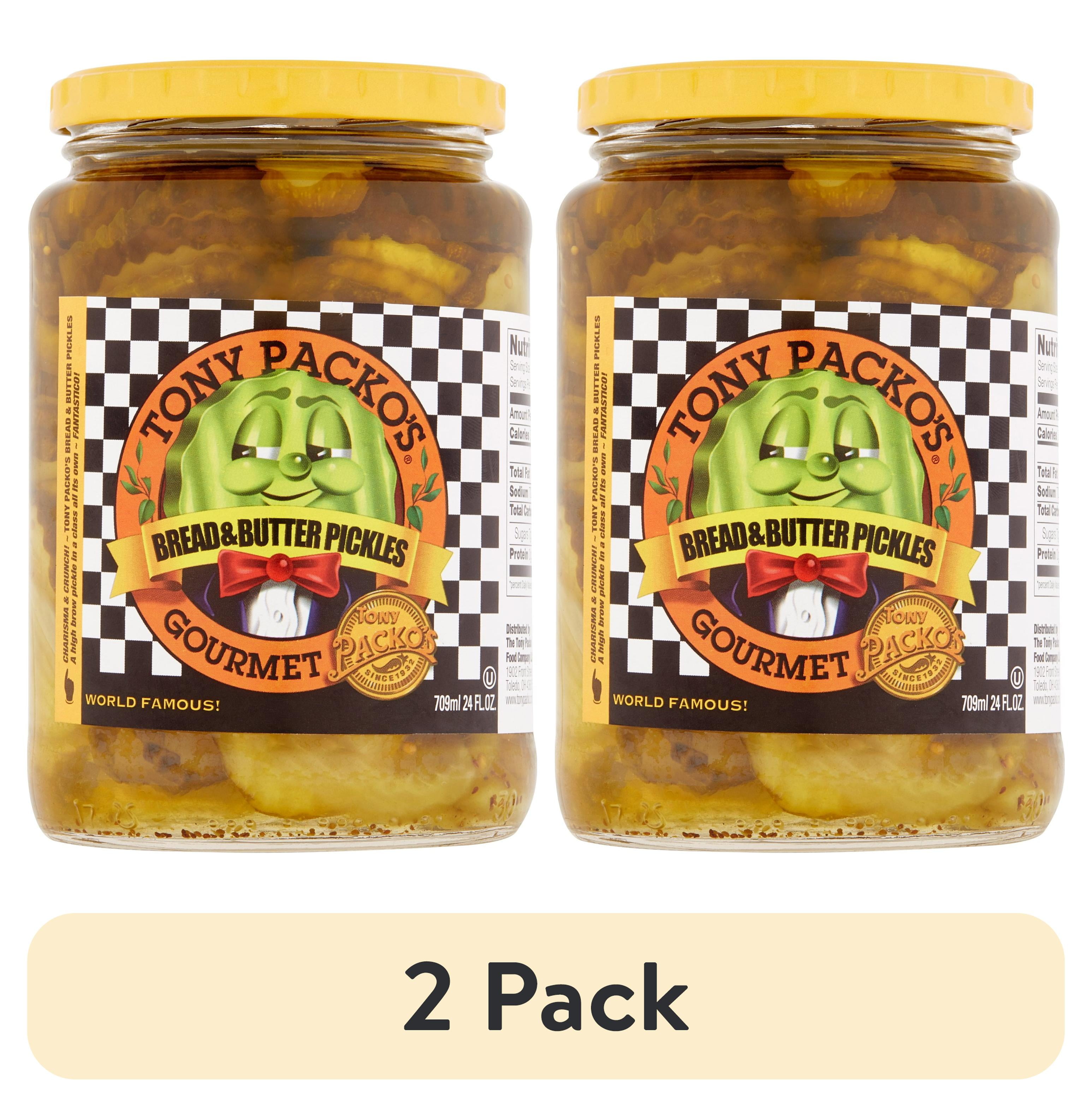 (2 pack) Tony Packo's Gourmet Bread & Butter Pickles, 24 fl oz, Glass ...