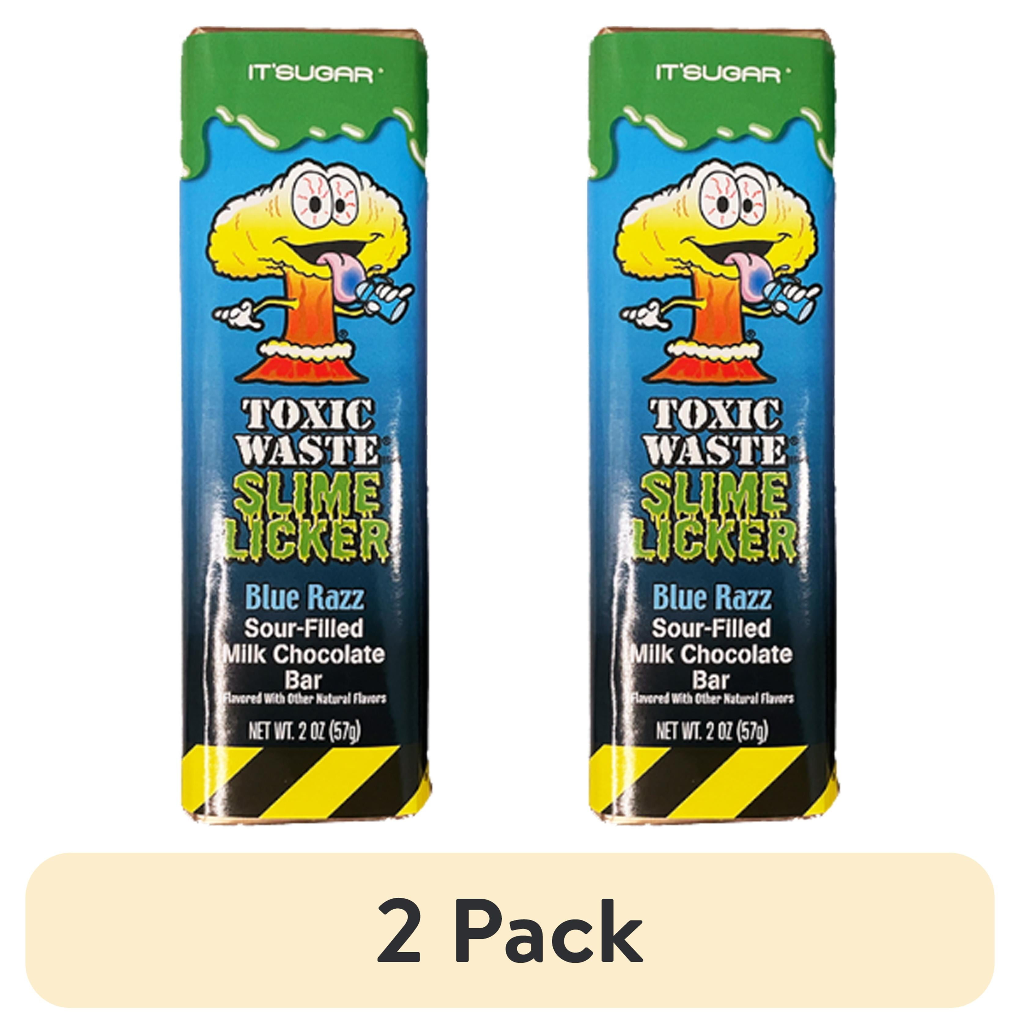 (2 pack) Toxic Waste Slime Licker Chocolate Bar, Blue Razz, Sour Candy ...