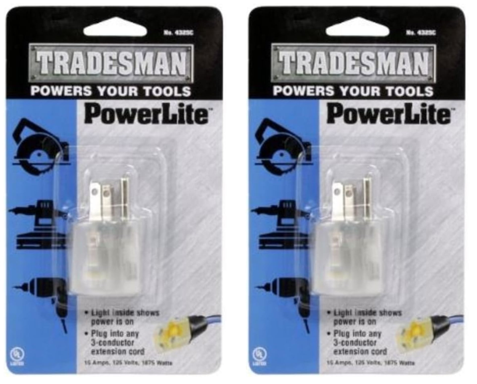 2-pack - Tradesman Clear Single Outlet Power Adapter Plug with Lighted ...