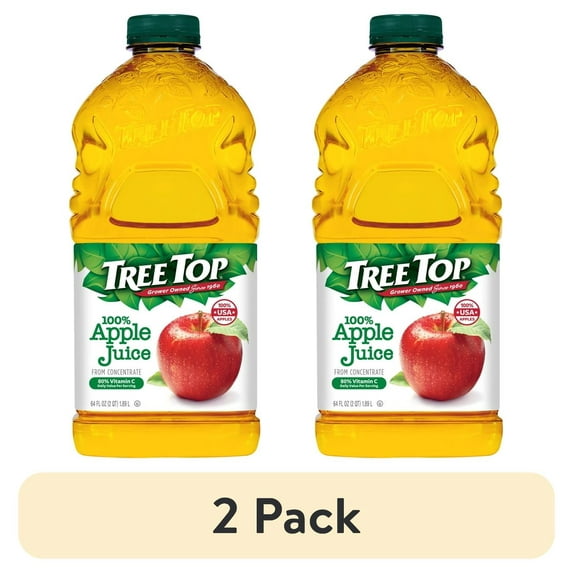 (2 pack) Tree Top 100% Apple Juice, from Concentrate, 64 fl oz ...