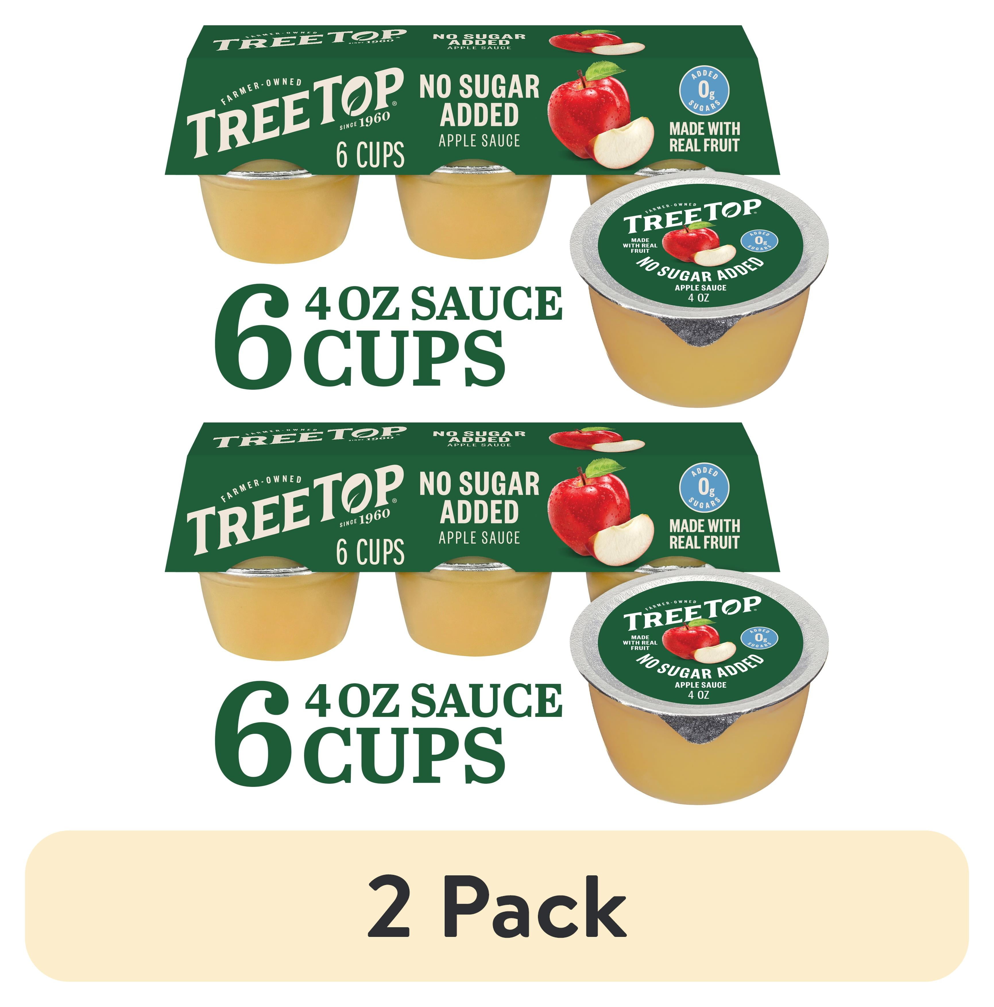 (2 pack) Tree Top No Sugar Added Apple Sauce Cups, 4 oz, 6 Count ...