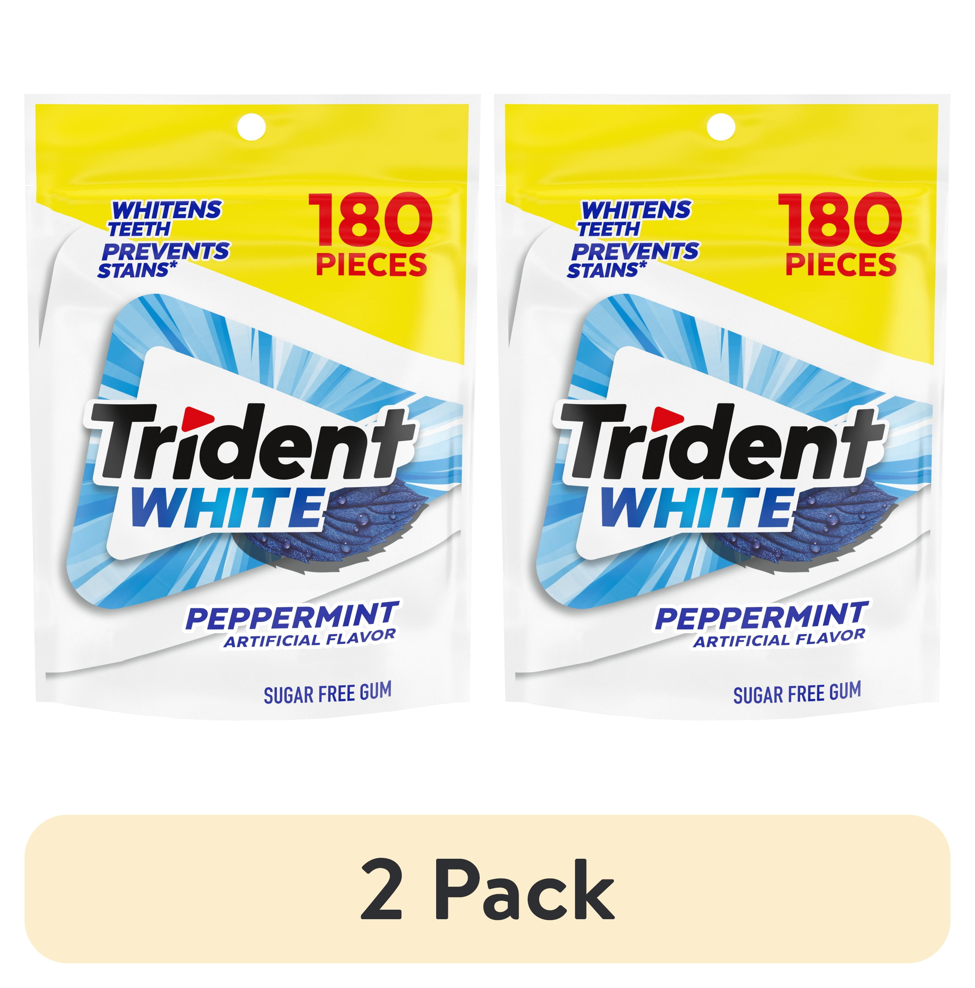 (2 pack) Trident White Peppermint Sugar Free Gum, Value Pack, 180 ...