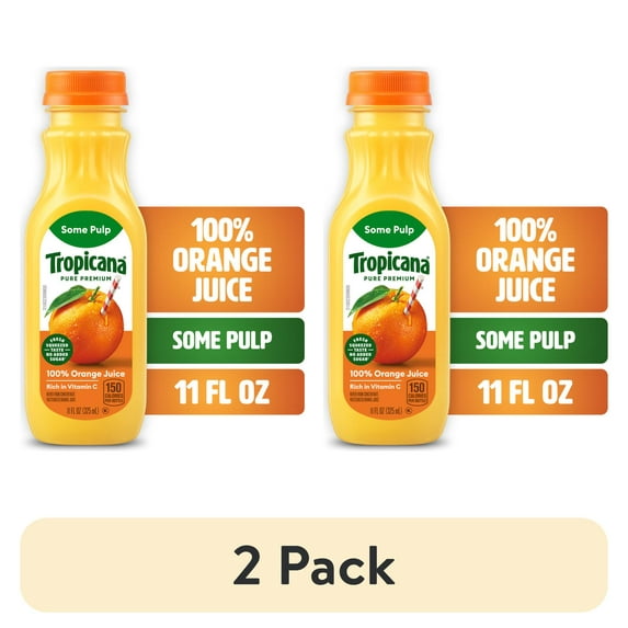 (2 pack) Tropicana Pure Premium 100% Orange Juice Original, Some Pulp ...