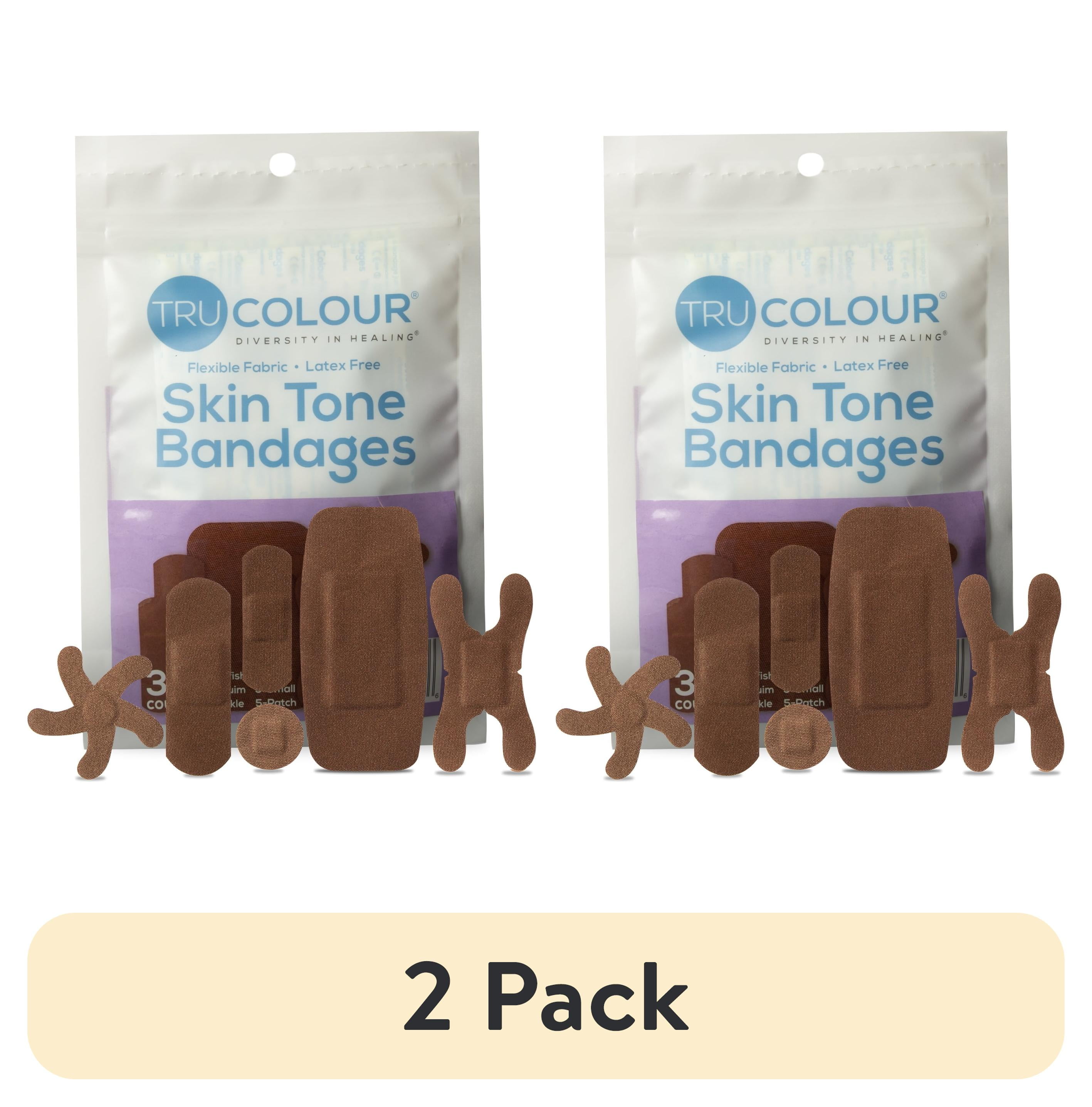 (2 pack) TruColour Skin Tone Bandages, Flexible, Assorted Shapes - Dark ...