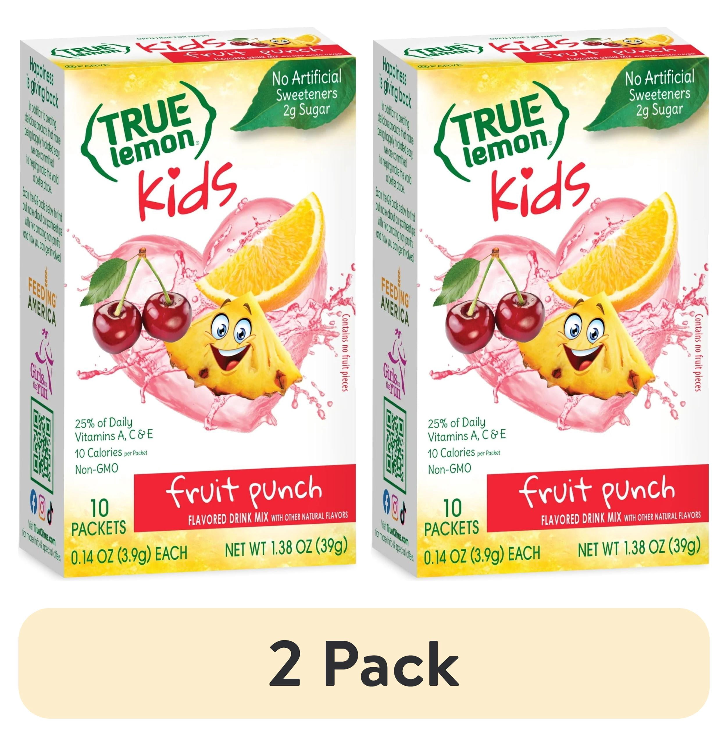 (2 pack) True Lemon Kids Fruit Punch Powdered Drink Mix, Low Sugar, No ...