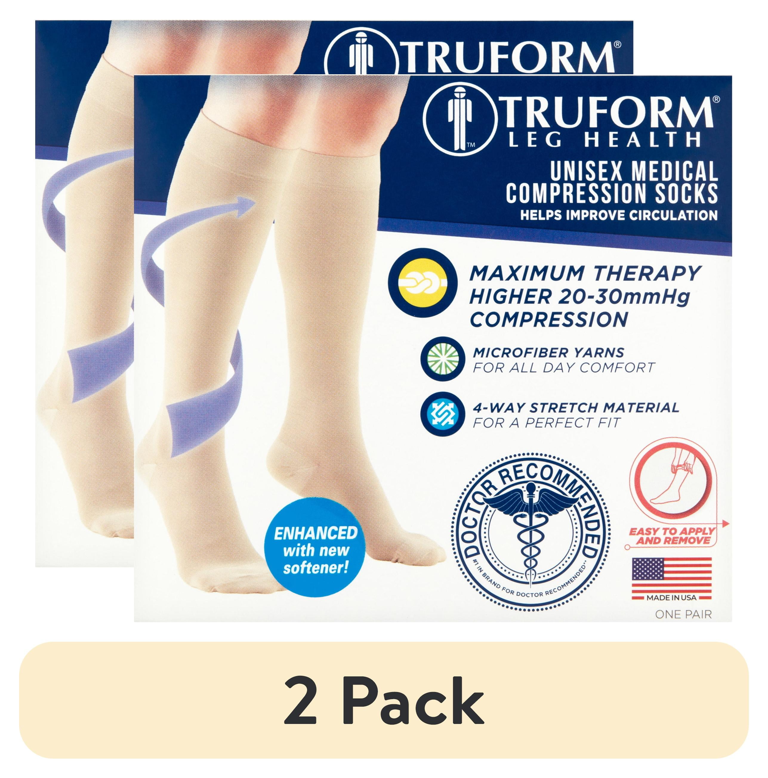 (2 pack) Truform Microfiber Medical Compression Socks 20-30 mmhg Knee ...
