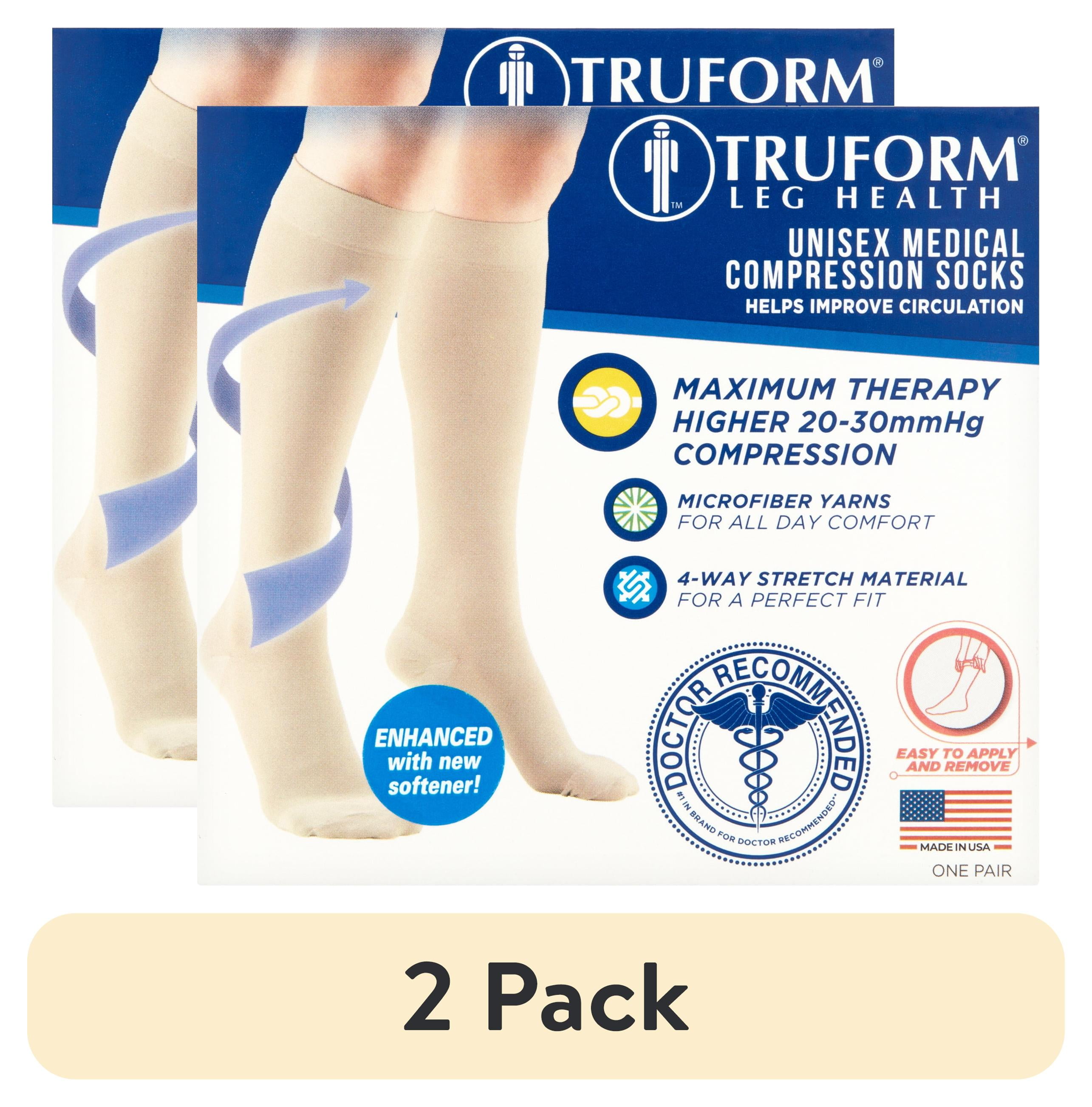 (2 pack) Truform Microfiber Medical Compression Socks 20-30 mmhg Knee ...